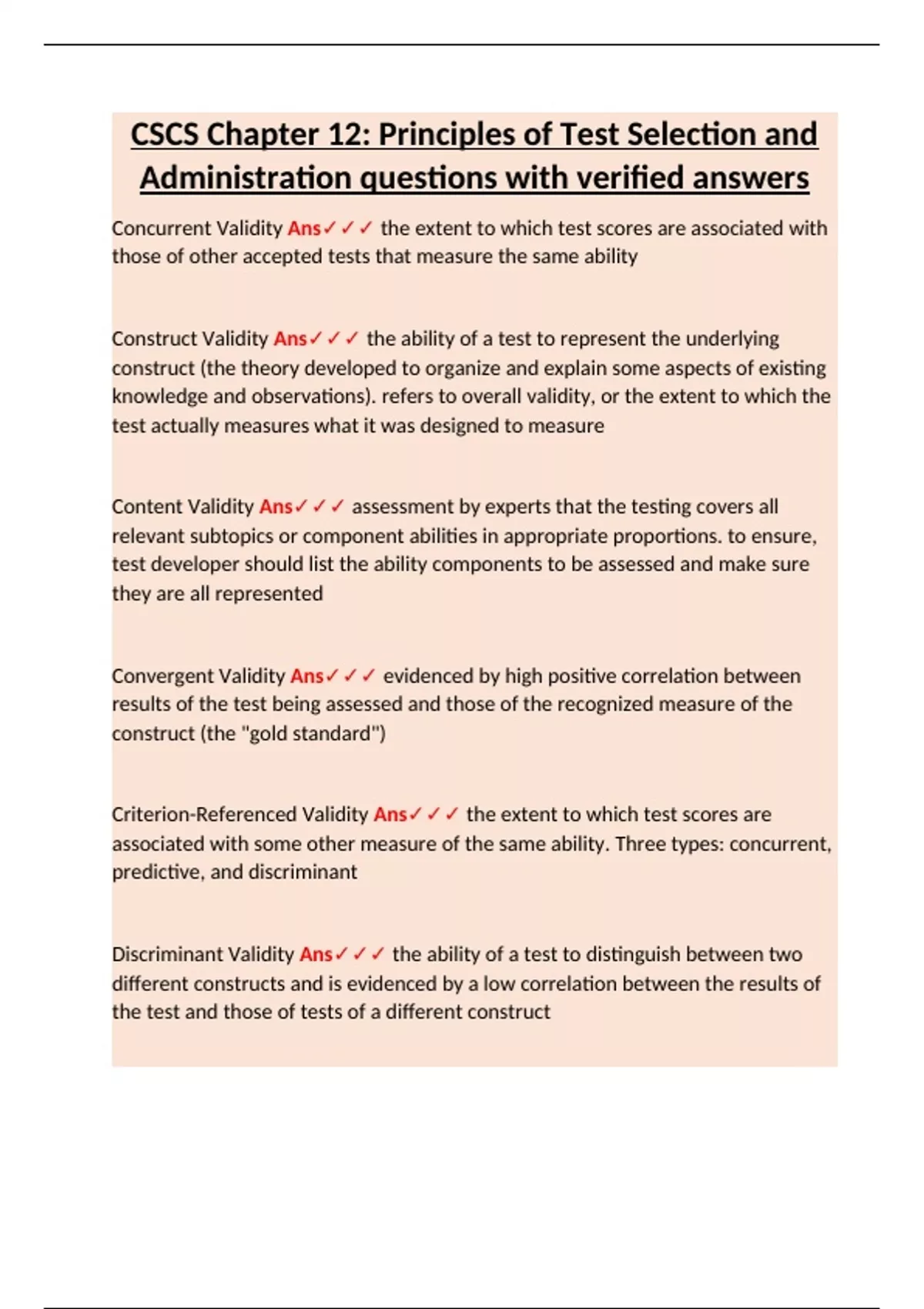 CSCS Chapter 12: Principles of Test Selection and Administration ...
