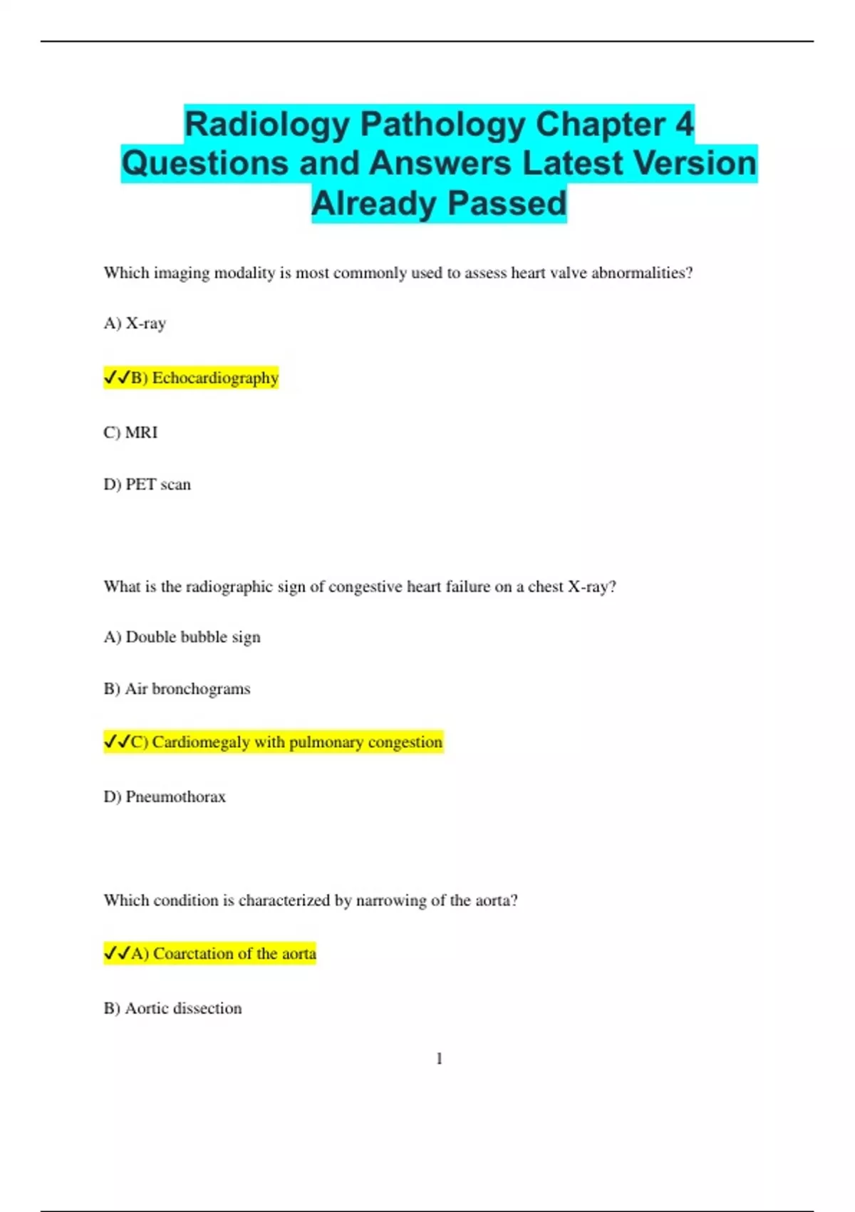 Radiology Pathology Chapter 4 Questions and Answers Latest Version ...