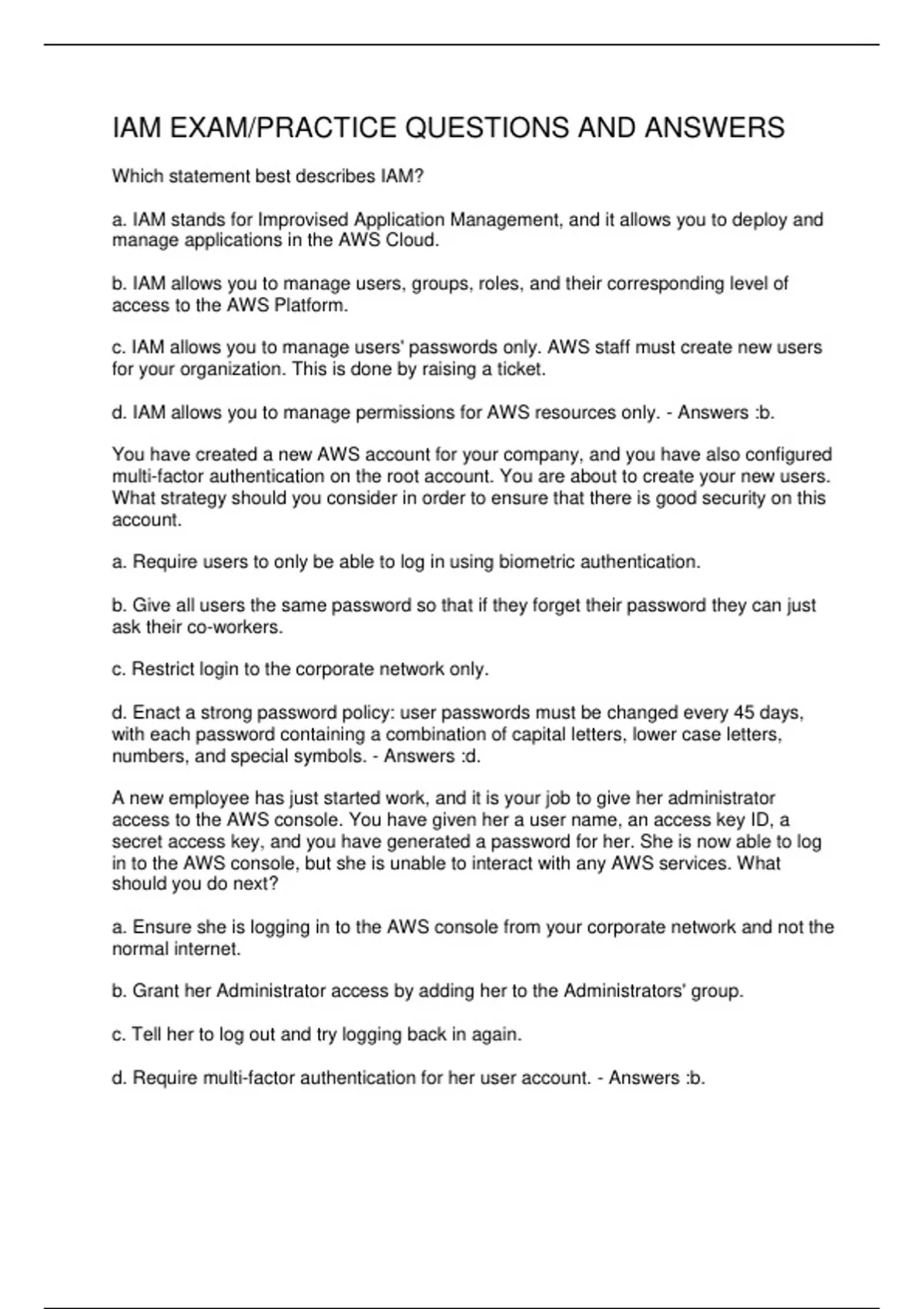 IAM EXAM PRACTICE QUESTIONS AND ANSWERS - IDENTITY AND ACCESS ...