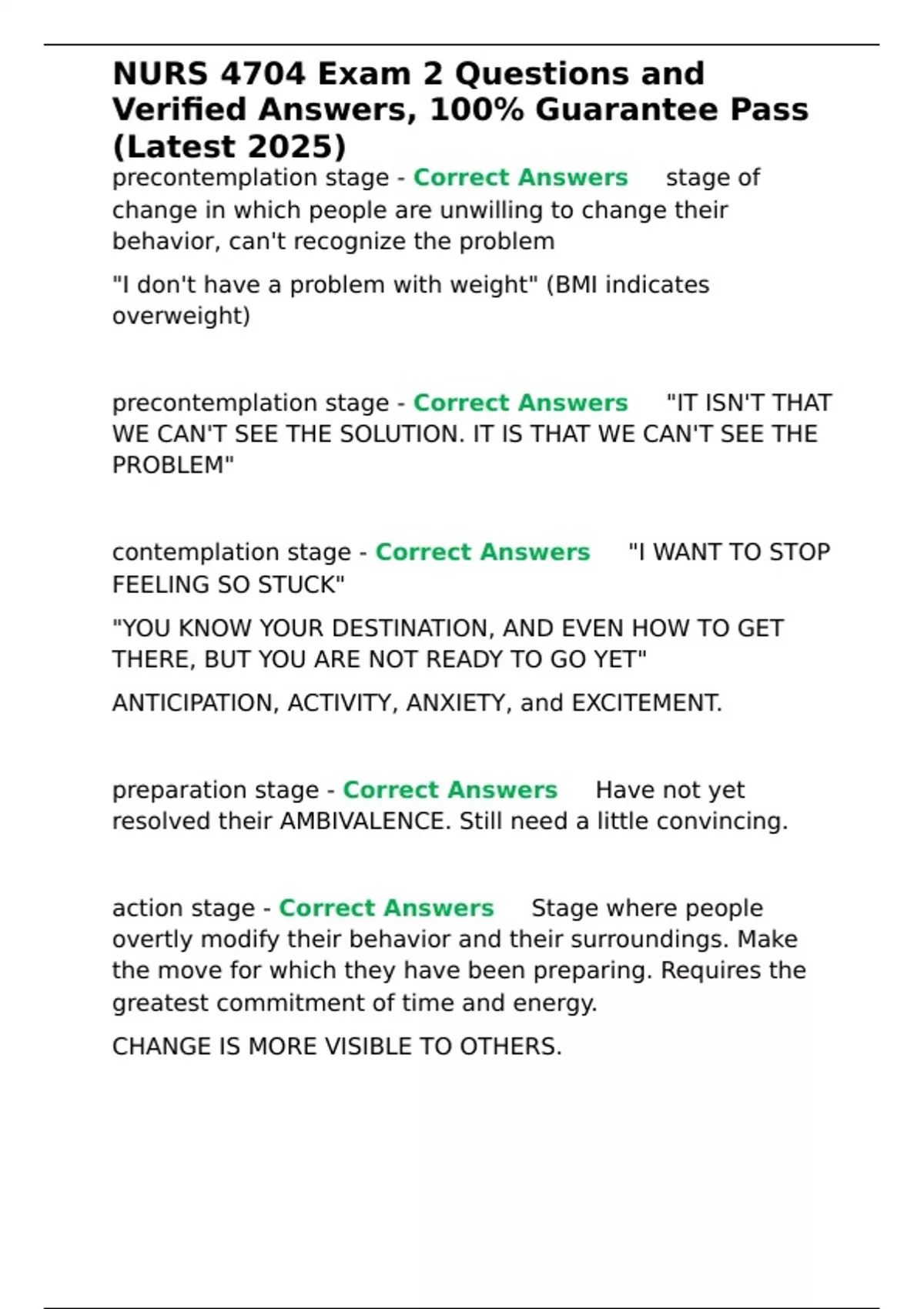 NURS 4704 Exam 2 Questions and Verified Answers, 100- Guarantee Pass ...