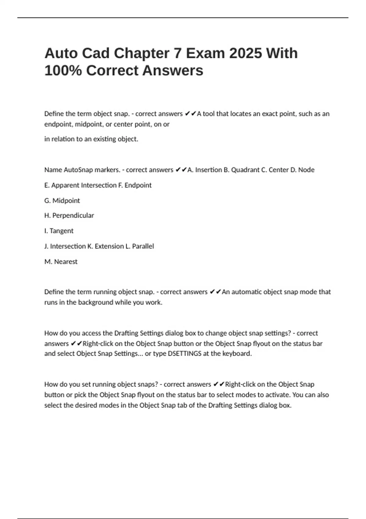 Auto Cad Chapter 7 Exam 2025 With 100% Correct Answers - Auto Cad ...