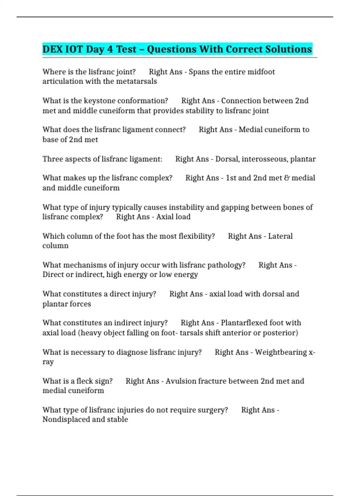 DEX IOT Day 4 Test – Questions With Correct Solutions - DEX IOT - Stuvia US