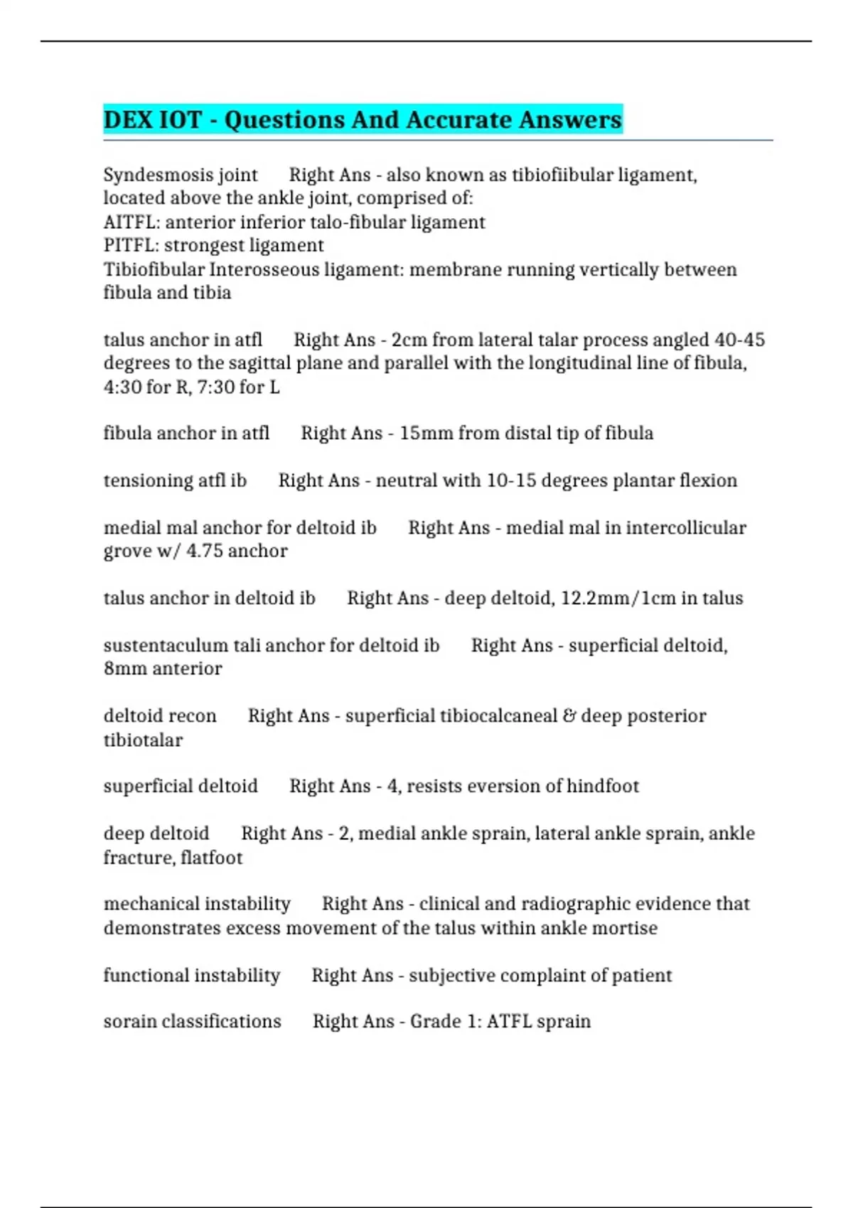 DEX IOT - Questions And Accurate Answers - DEX IOT - Stuvia US