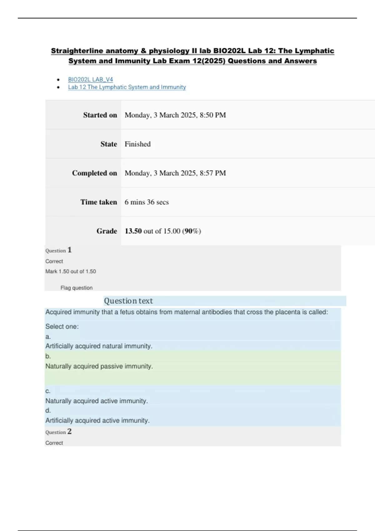 Straighterline anatomy & physiology II lab BIO202L Lab 12: The ...