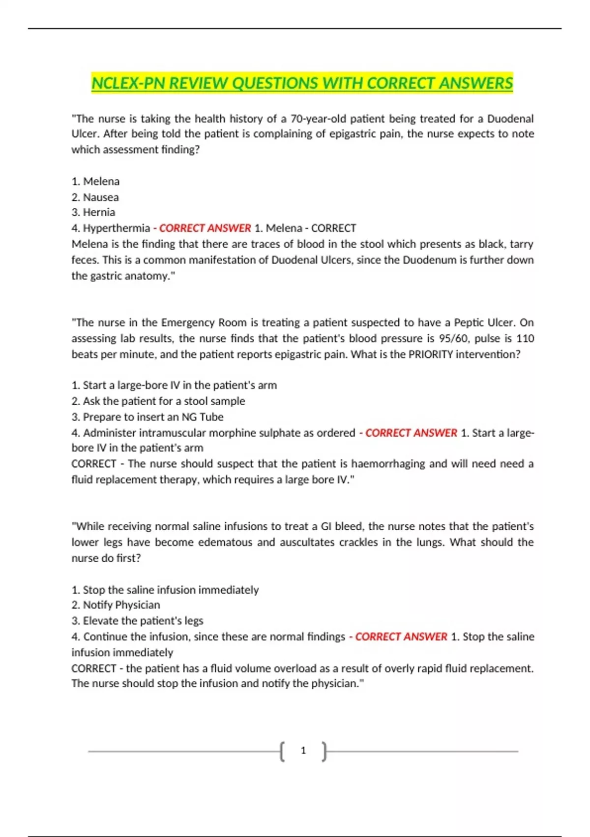 NCLEX-PN REVIEW QUESTIONS WITH CORRECT ANSWERS - Nclex pn - Stuvia US