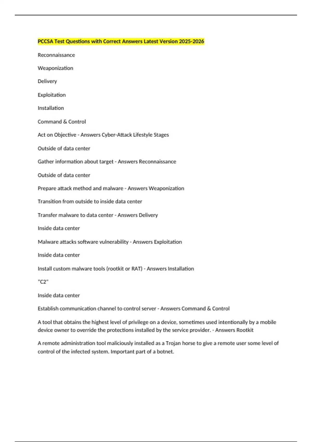 PCCSA Test Questions with Correct Answers Latest Version - PCCSA ...
