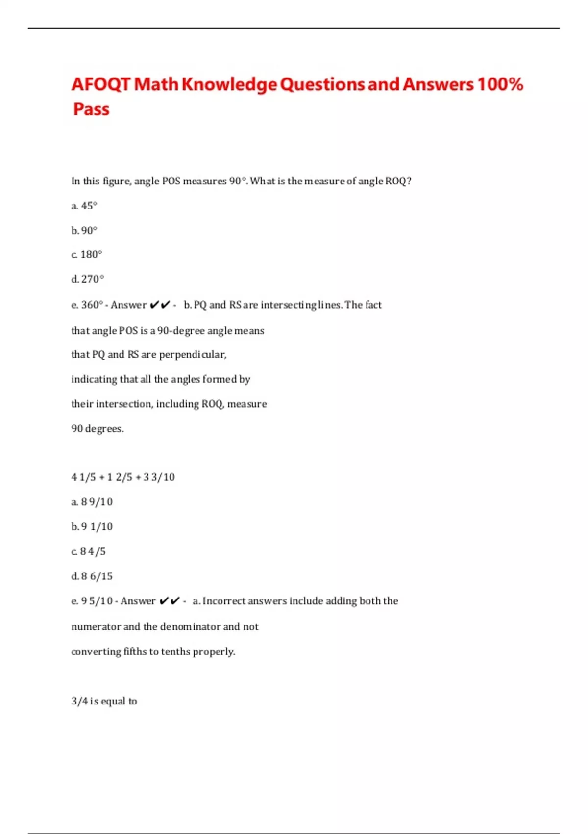 Afoqt Math Knowledge Questions And Answers 100 Pass Afoqt Math Knowledge Stuvia Us