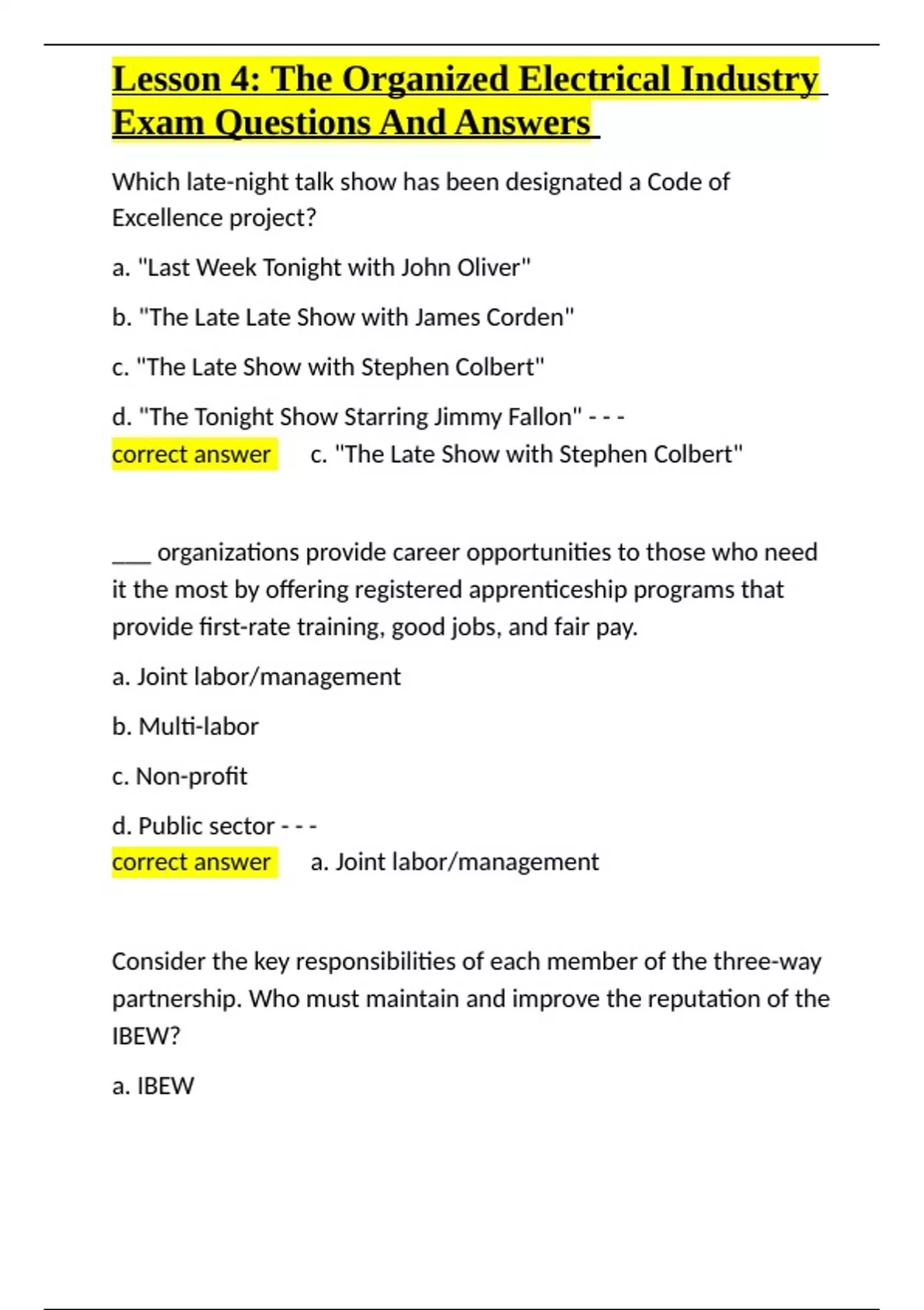 Lesson 4 The Organized Electrical Industry Exam Questions And Answers ...