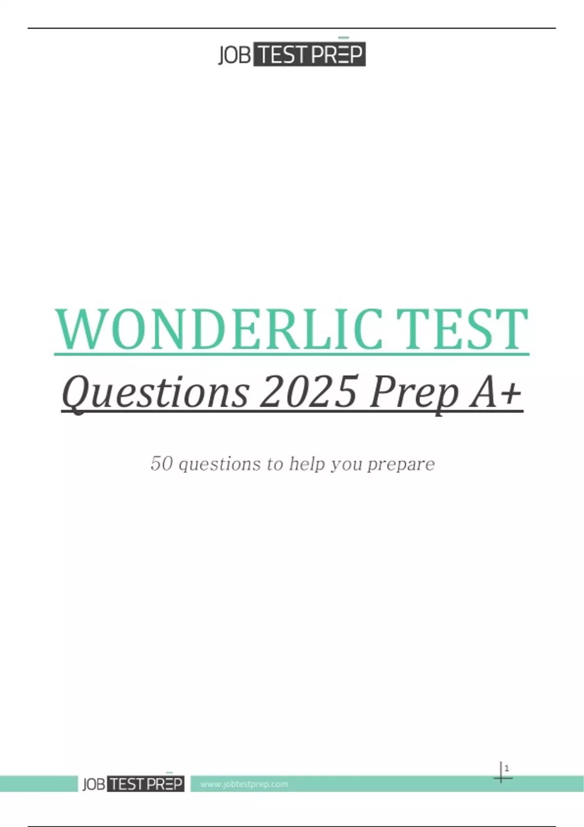 WONDERLIC TEST Questions 2025 Prep A+ - WONDERLIC 2025 Prep - Stuvia US