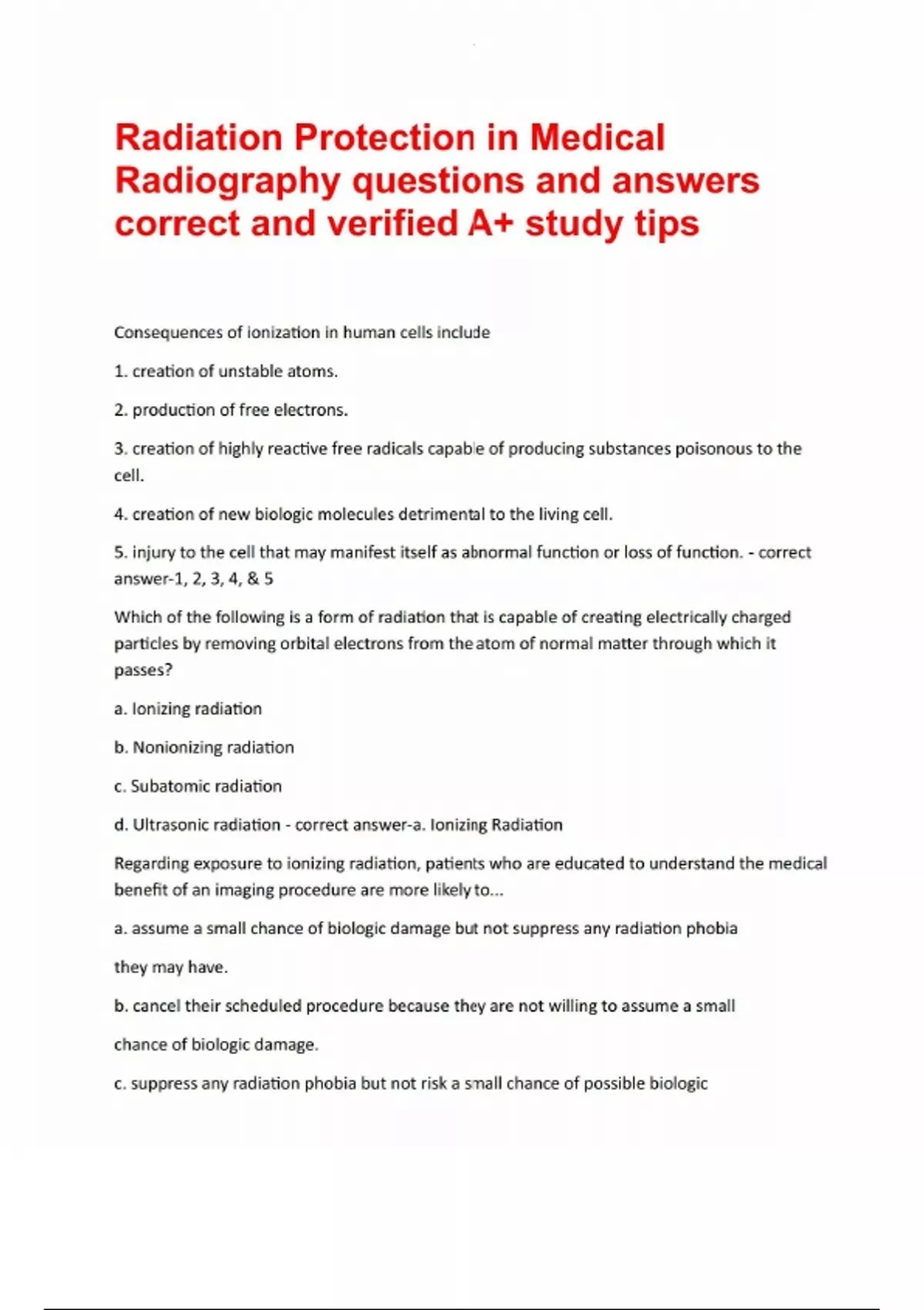 Radiation Protection in Medical Radiography questions and answers ...