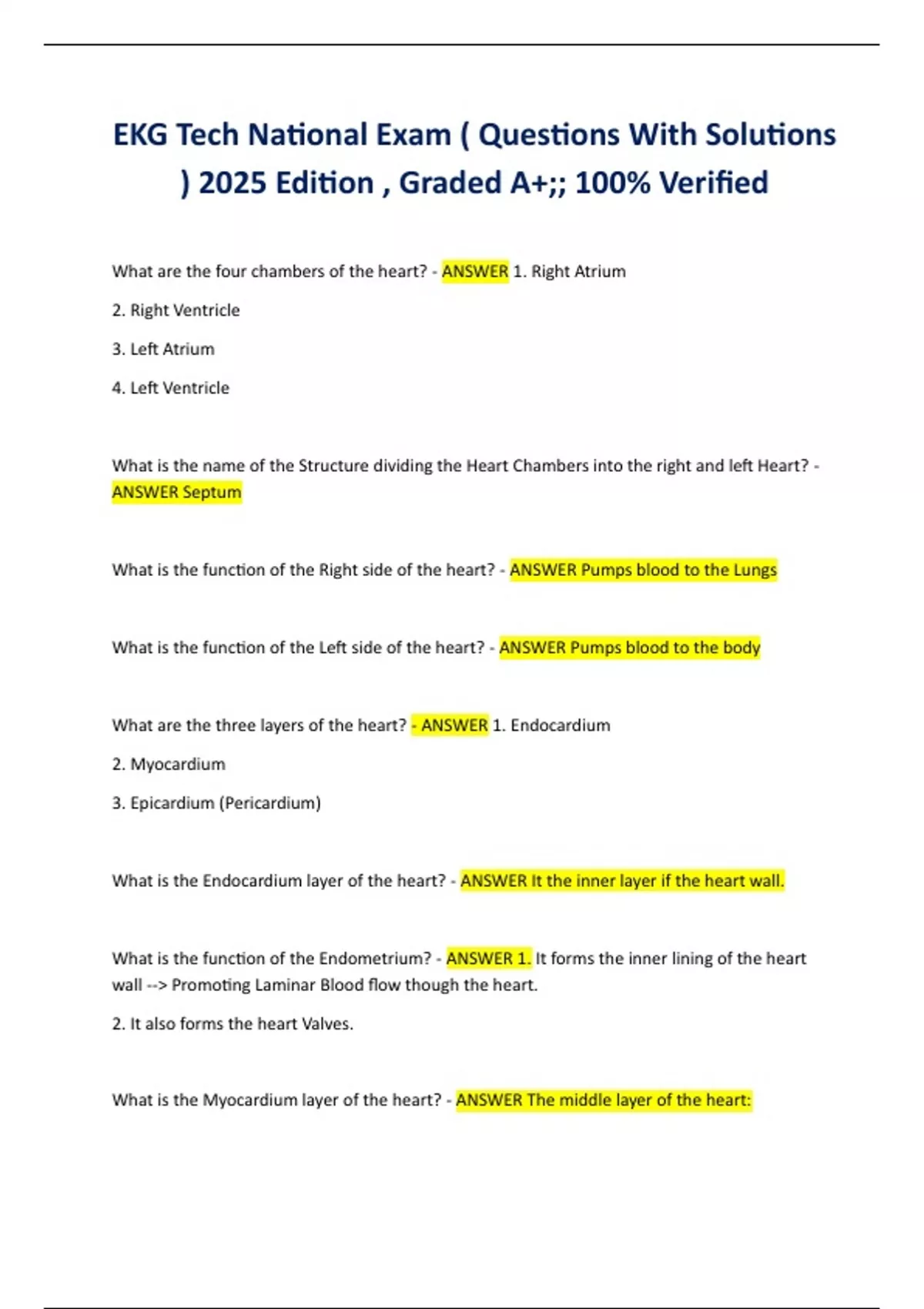 EKG Tech National Exam ( Questions With Solutions ) 2025 Edition ...