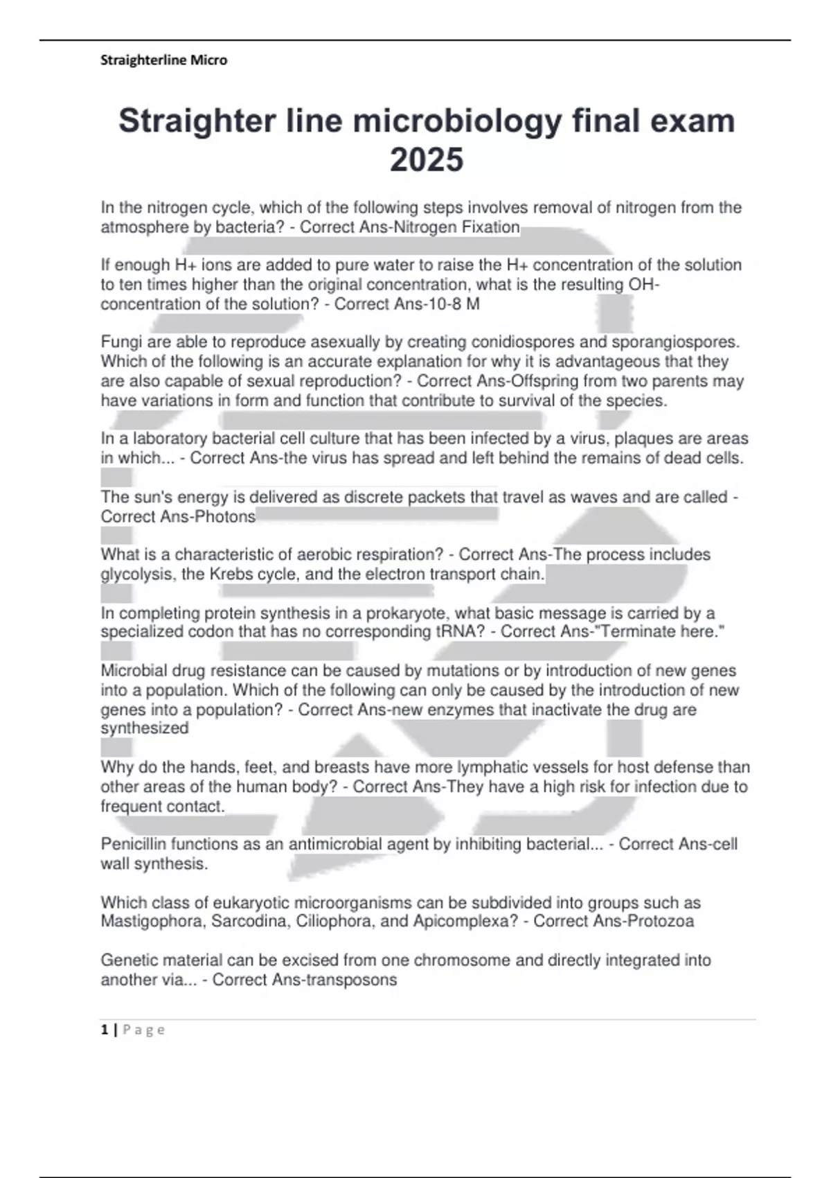 Straighter line microbiology final exam 2025 - Straighter line ...