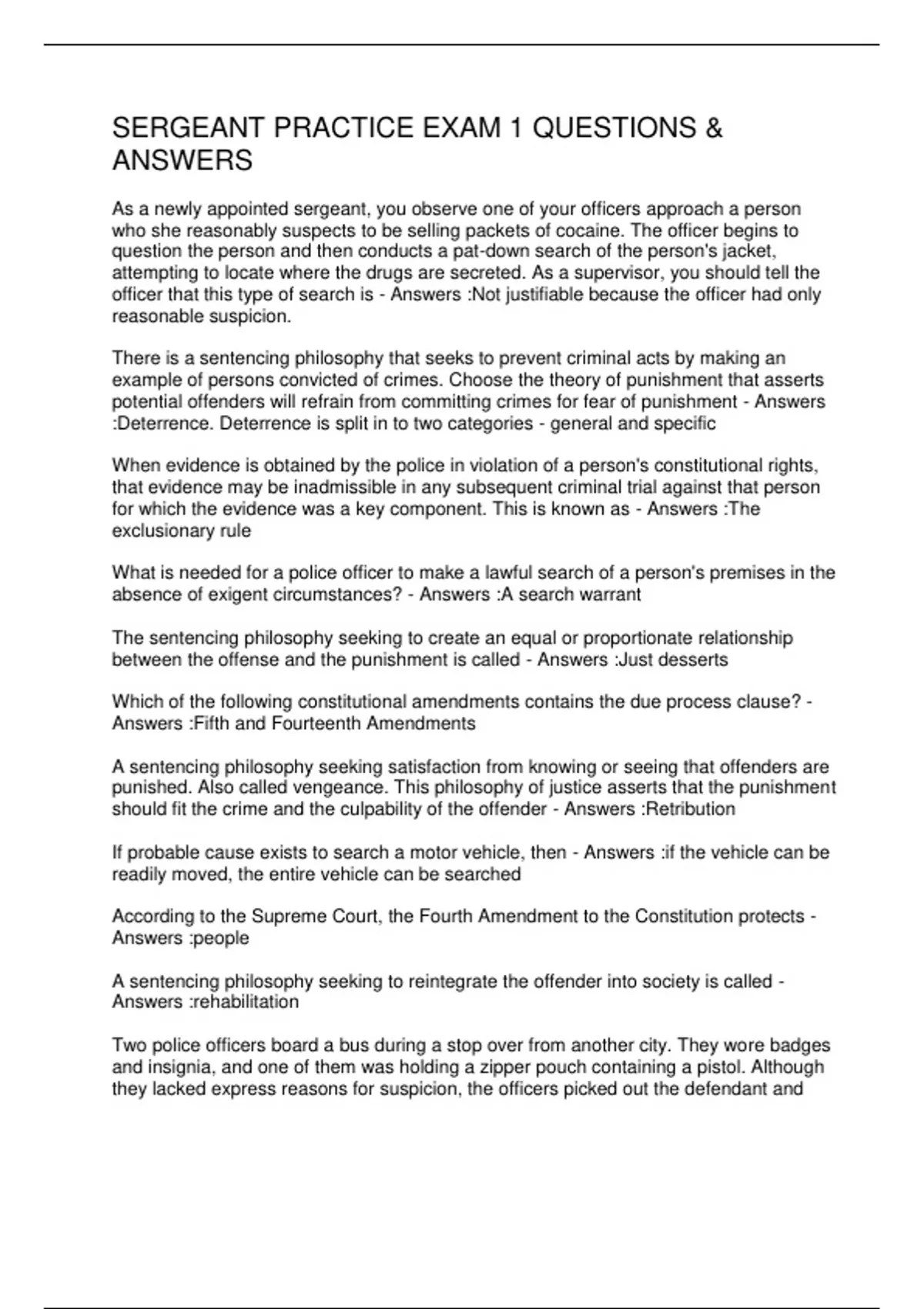 SERGEANT PRACTICE EXAM 1 QUESTIONS & ANSWERS - SGTS COURSE TRAINING ...