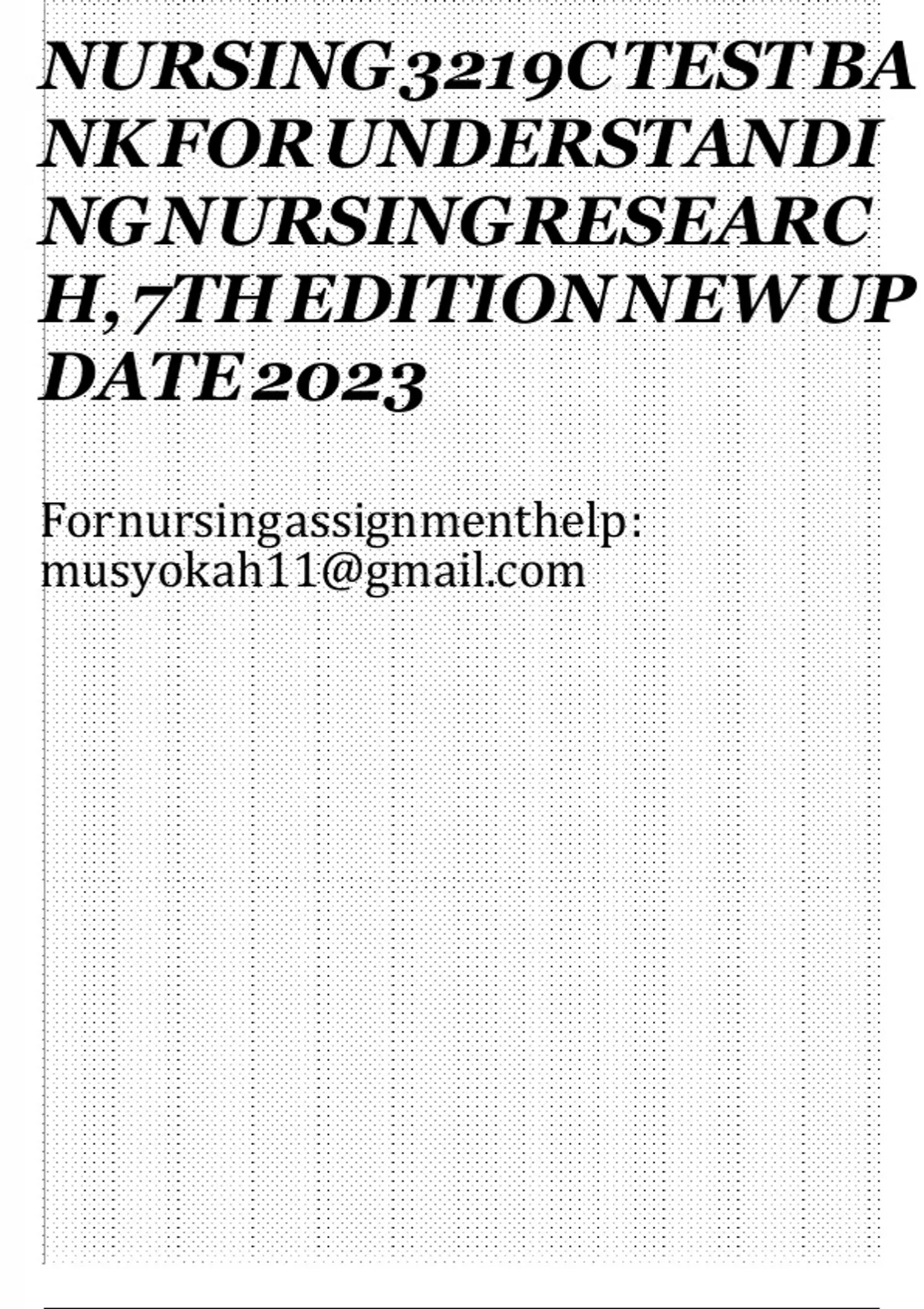 Test bank for understanding nursing research 7th edition by susan k ...