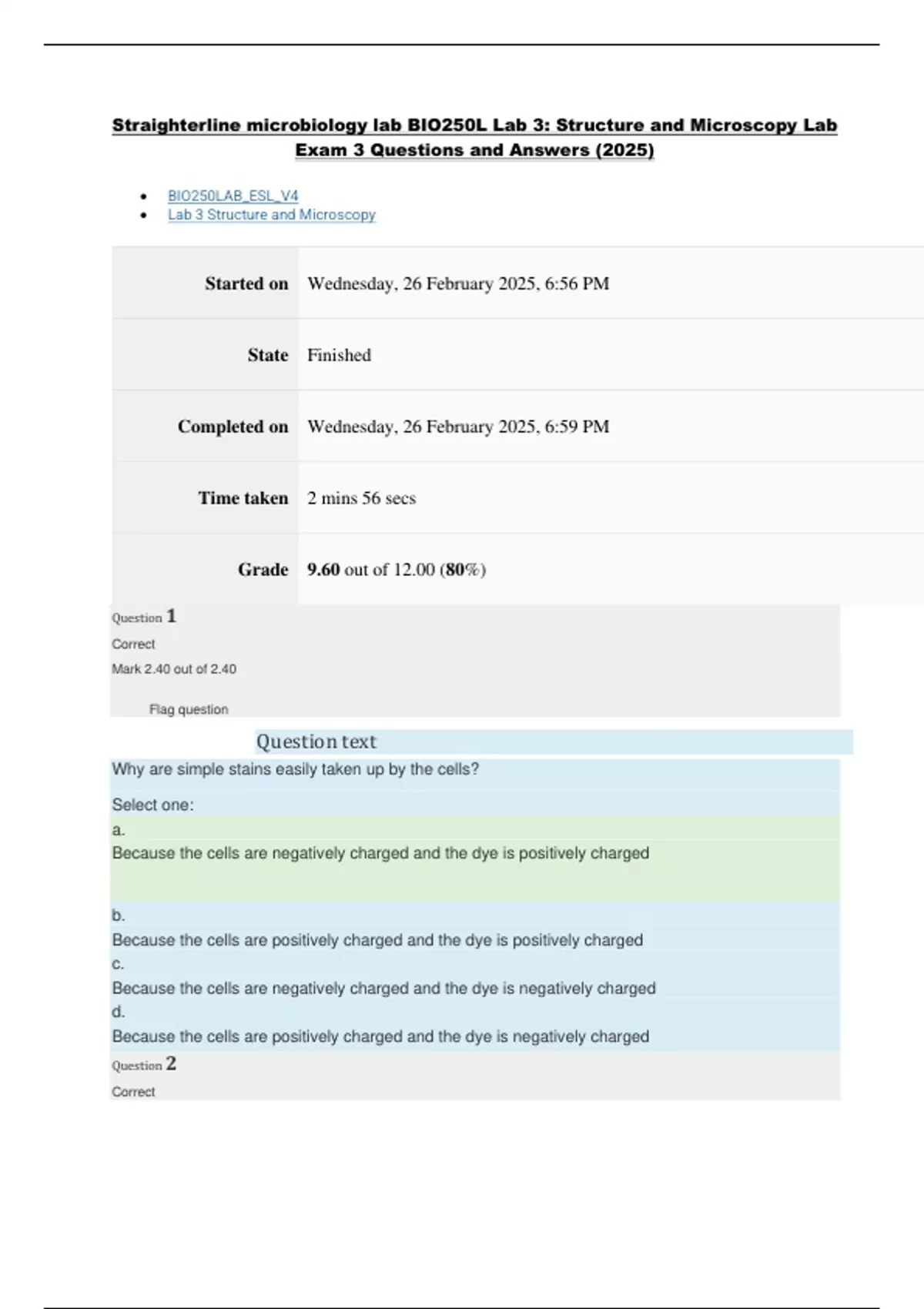 Straighterline microbiology lab BIO250L Lab 3: Structure and Microscopy ...