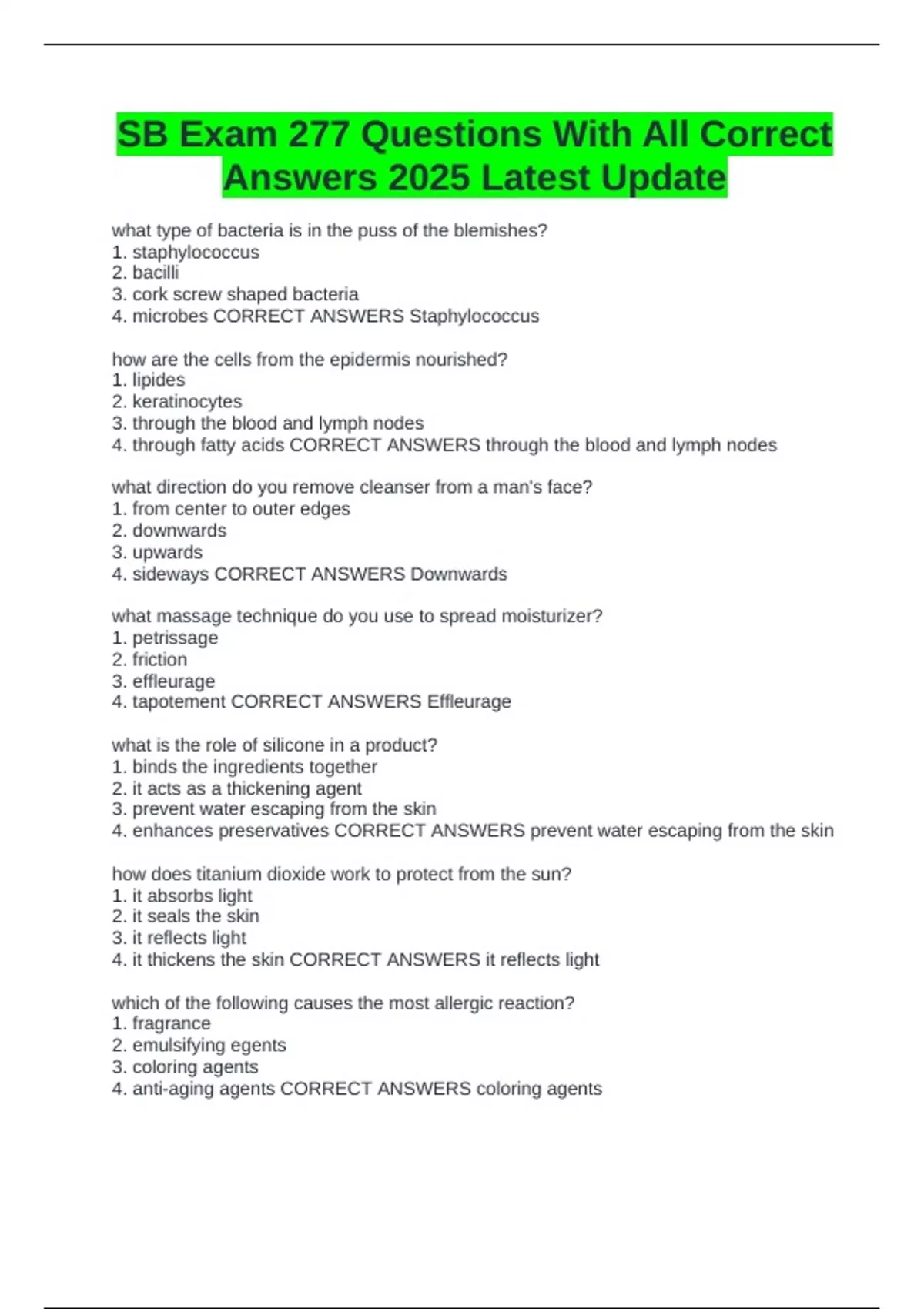 SB Exam 277 Questions With All Correct Answers 2025 Latest Update - SB ...