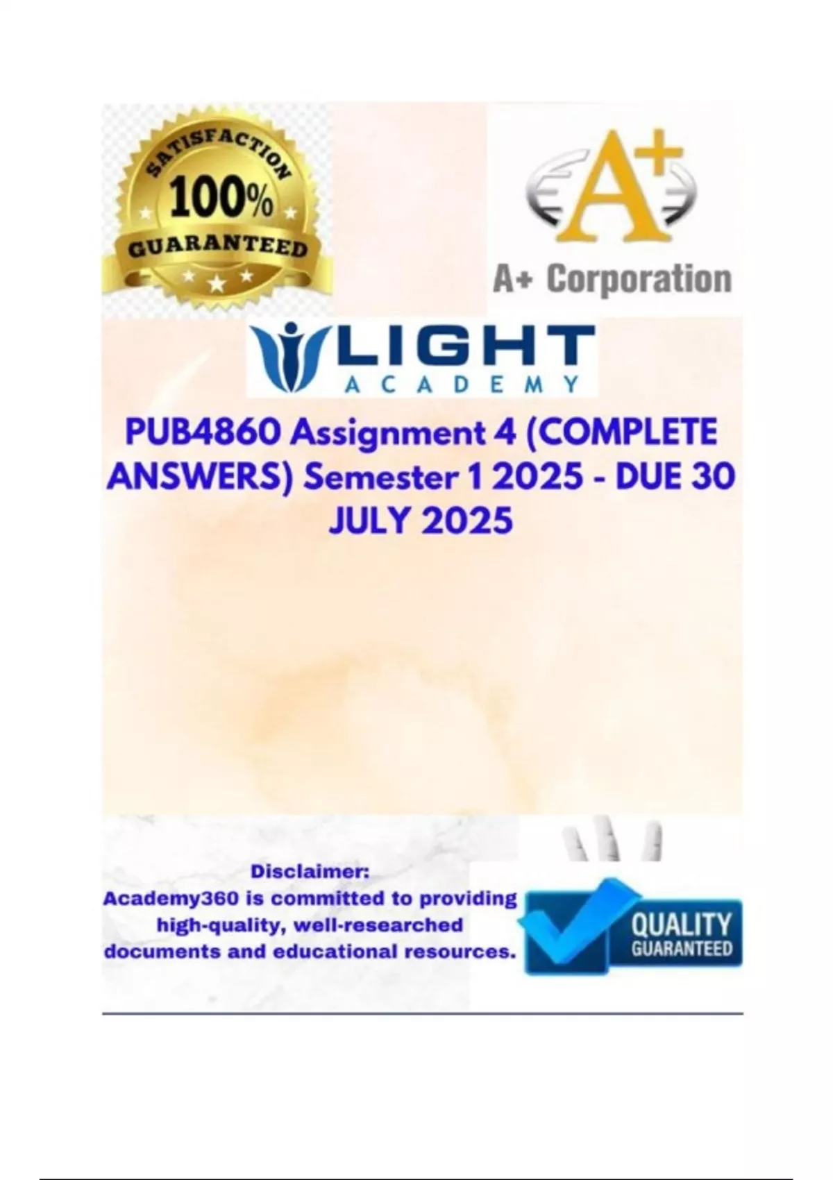 PUB4860 Assignment 4 (COMPLETE ANSWERS) Semester 1 2025 - DUE 30 JULY ...