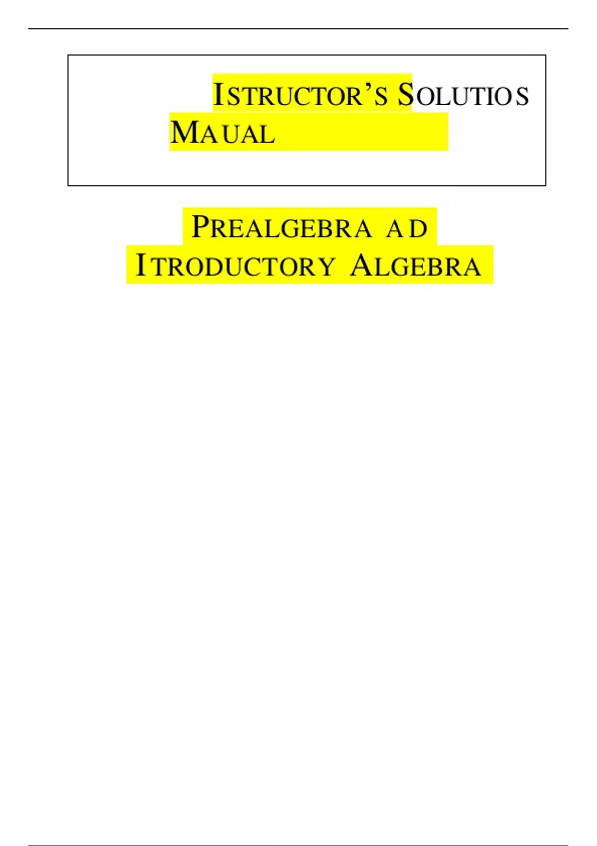 Instructor's solution manual Prealgebra & Introductory Algebra, 6th Edition by Martin-Gay - 2025 ...