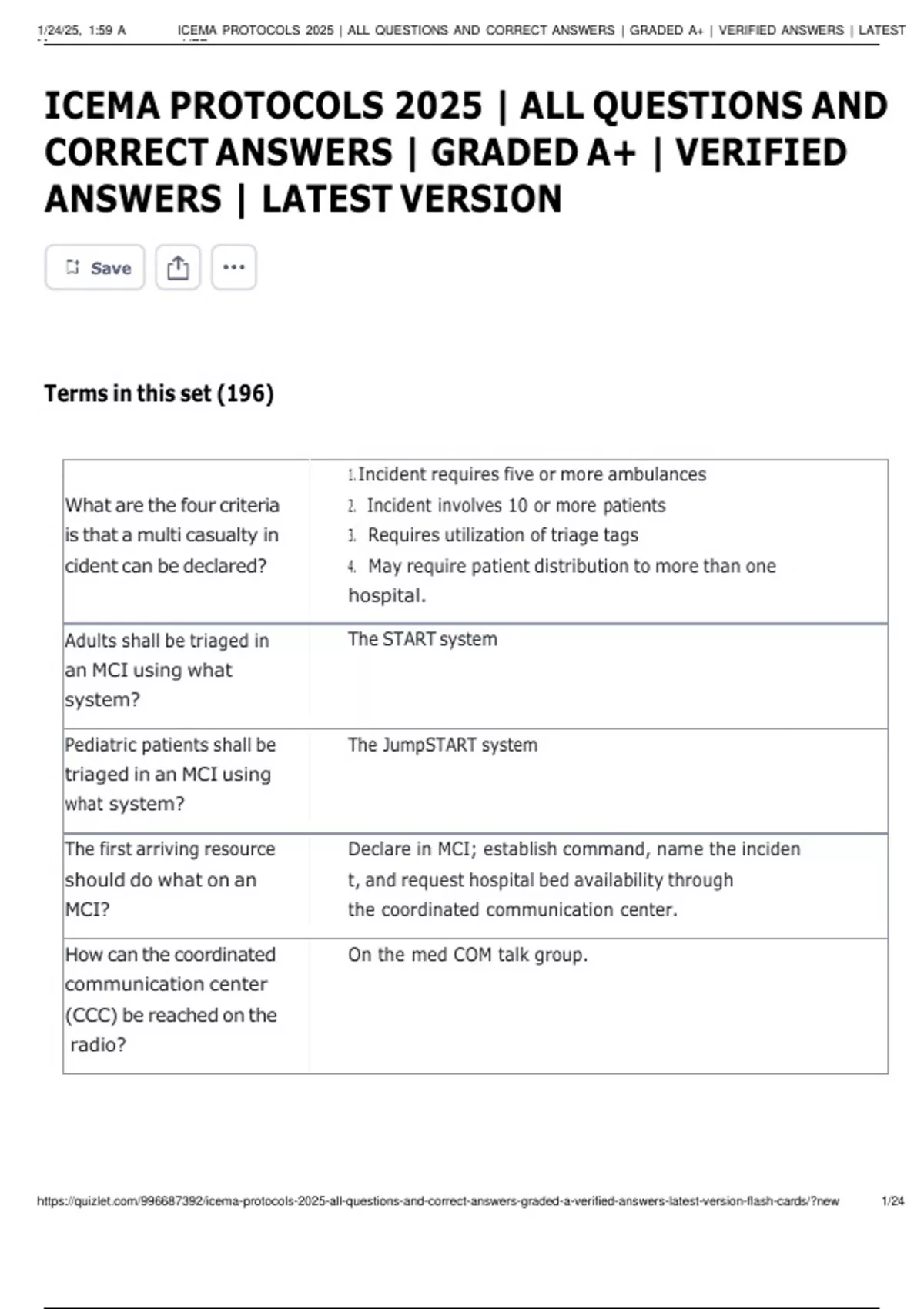 ICEMA PROTOCOLS 2025 | ALL QUESTIONS AND CORRECT ANSWERS | GRADED A+ ...