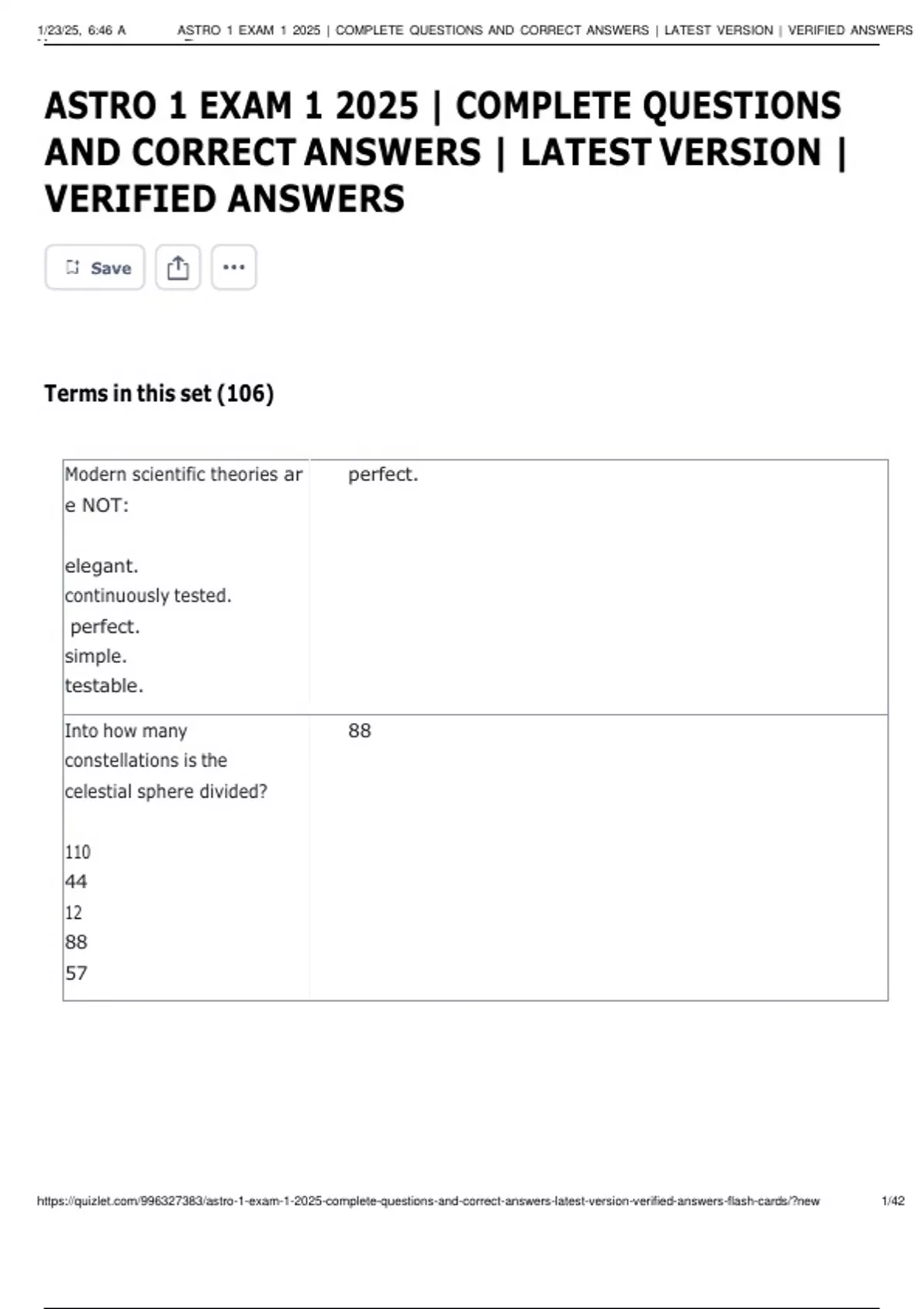 ASTRO 1 EXAM 1 2025 | COMPLETE QUESTIONS AND CORRECT ANSWERS | LATEST ...