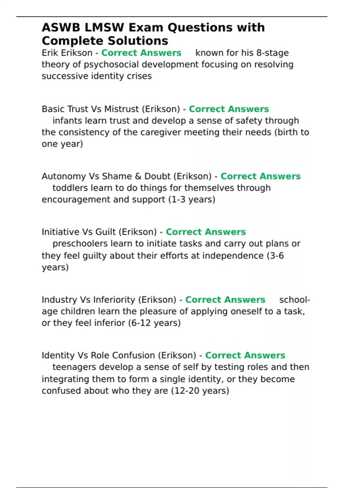 ASWB LMSW Exam Questions with Complete Solutions - ASWB MSW Exm - Stuvia US