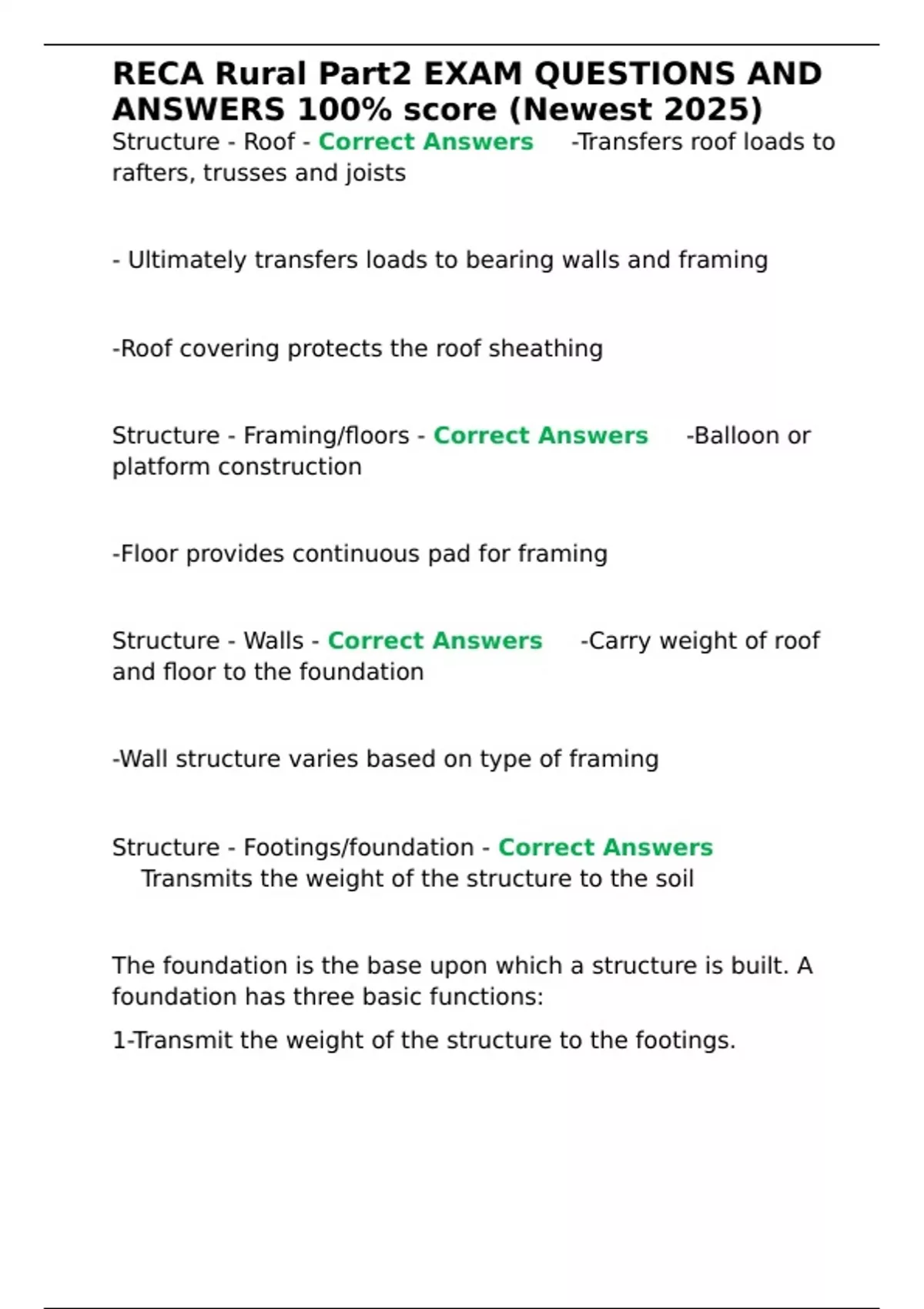 RECA Rural Part2 EXAM QUESTIONS AND ANSWERS 100- score (Newest 2025 ...