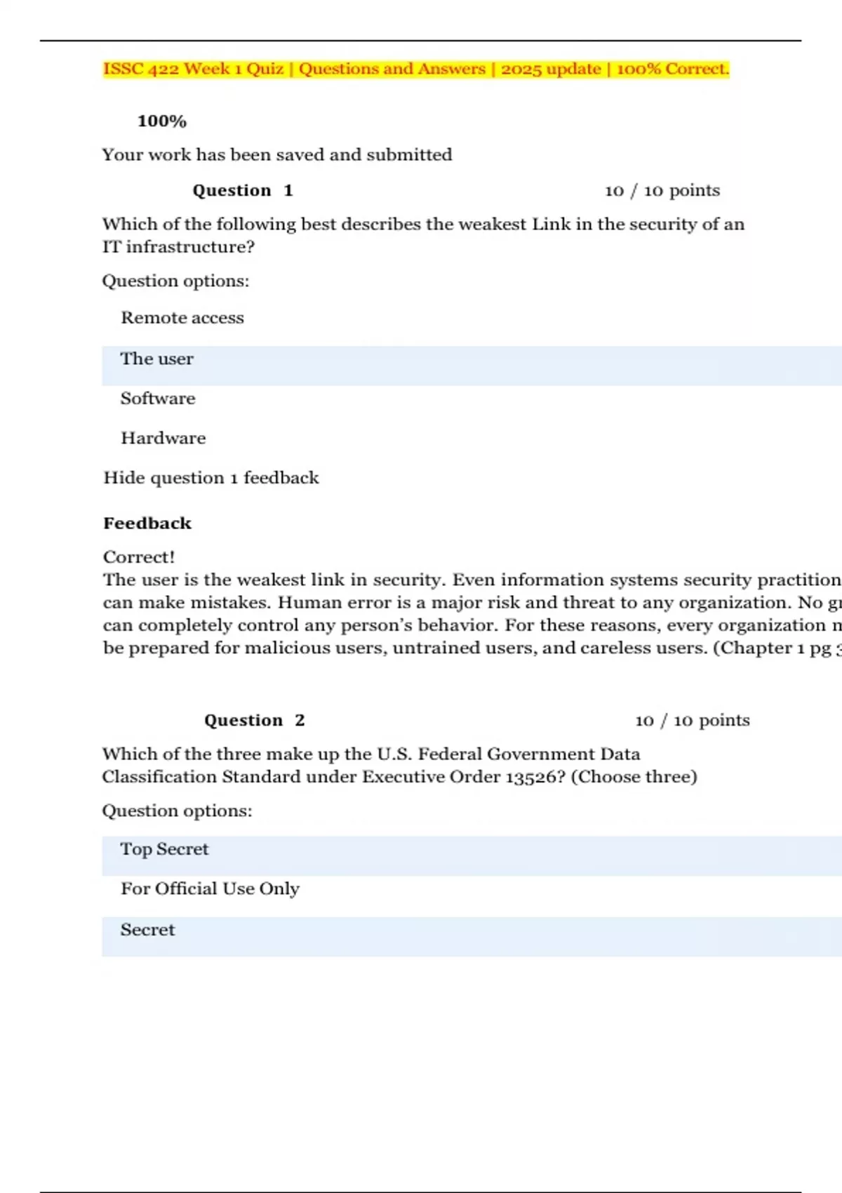 ISSC 422 Week 1 Quiz | Questions and Answers | 2025 update | 100% ...