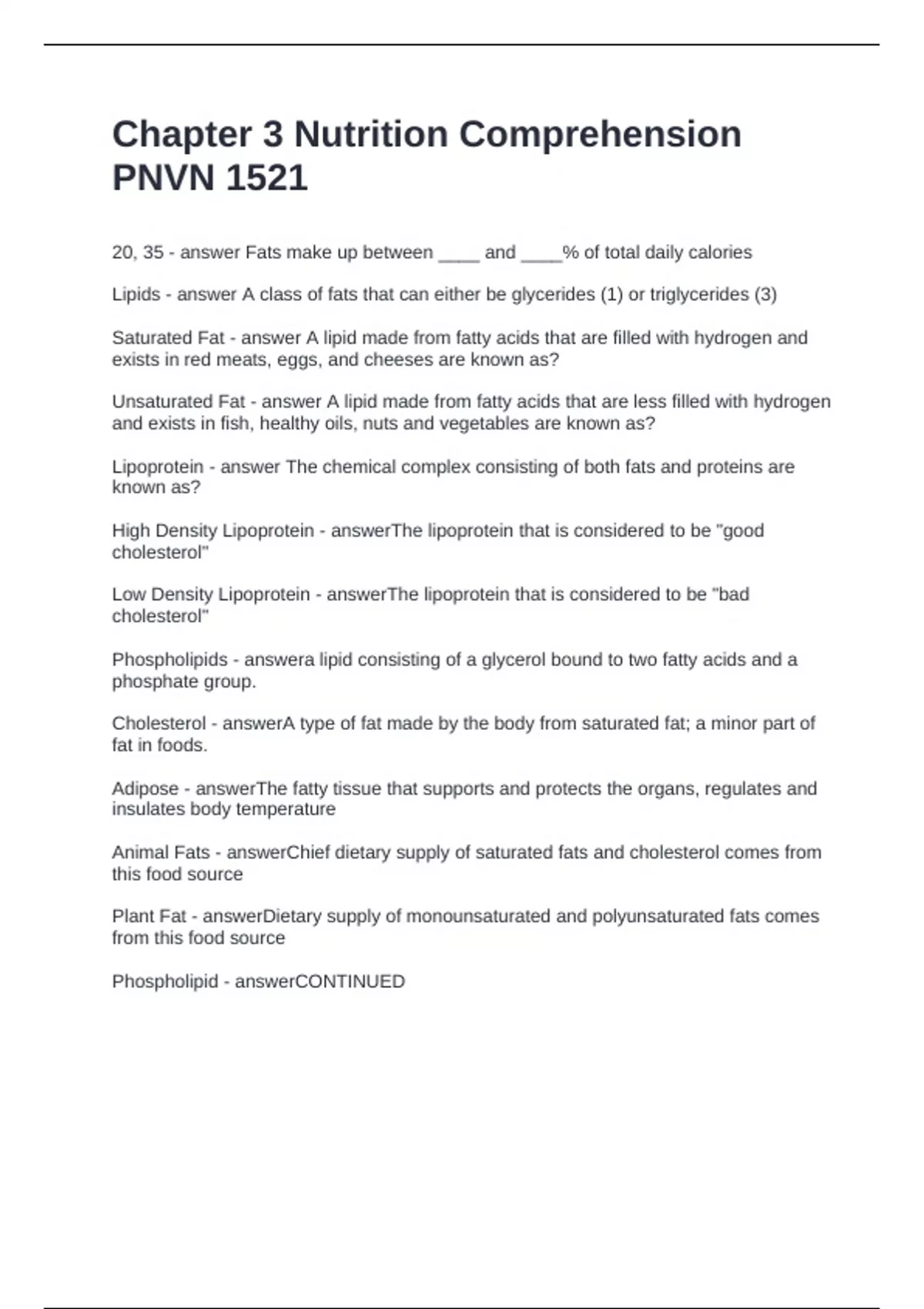 Chapter 3 Nutrition Comprehension PNVN 1521 Questions and Answers Fully Solved - PNVN 1521 ...