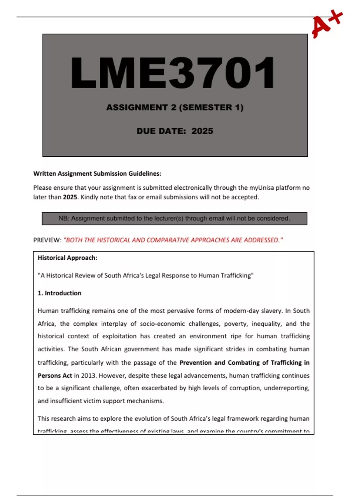 LME3701 Assignment 2 (Semester 1) Research Proposal - 2025 (Historical & Comparative Approach ...