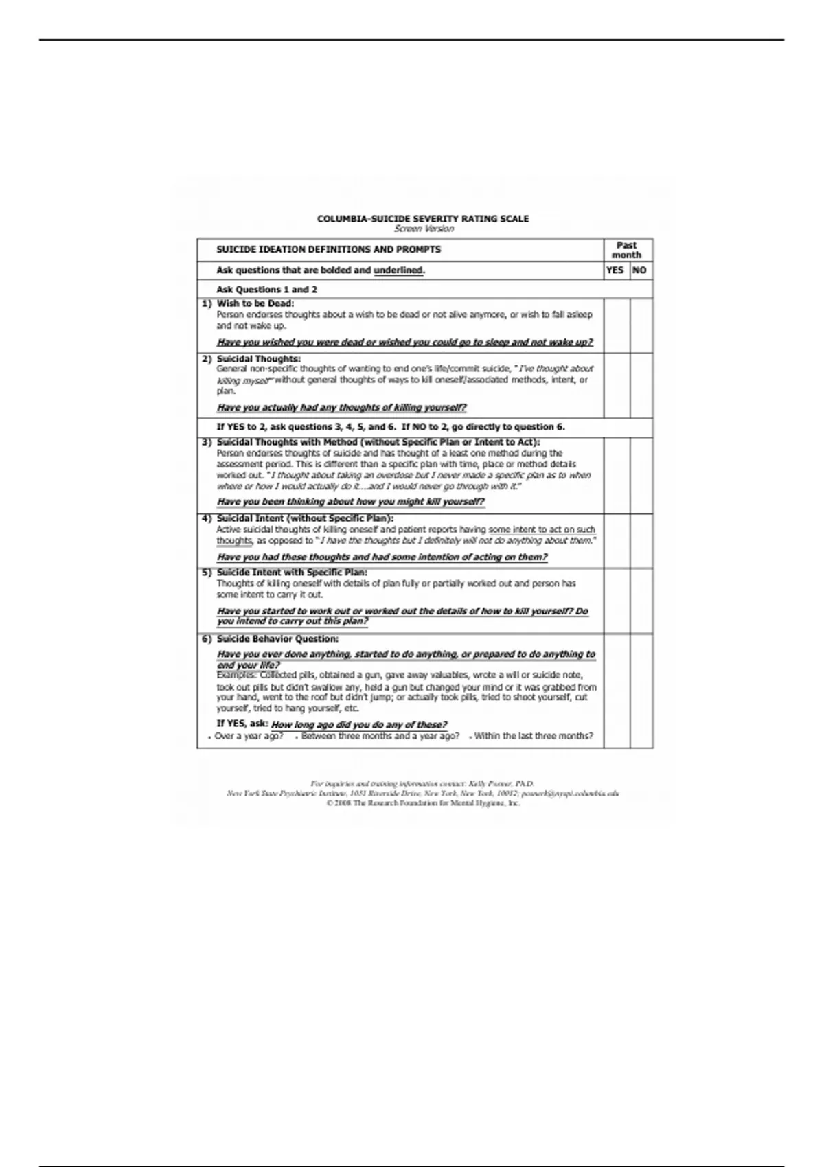 Summary NURS 4163 Columbia Suicide Severity Rating Scale. - Nurs 4163 ...