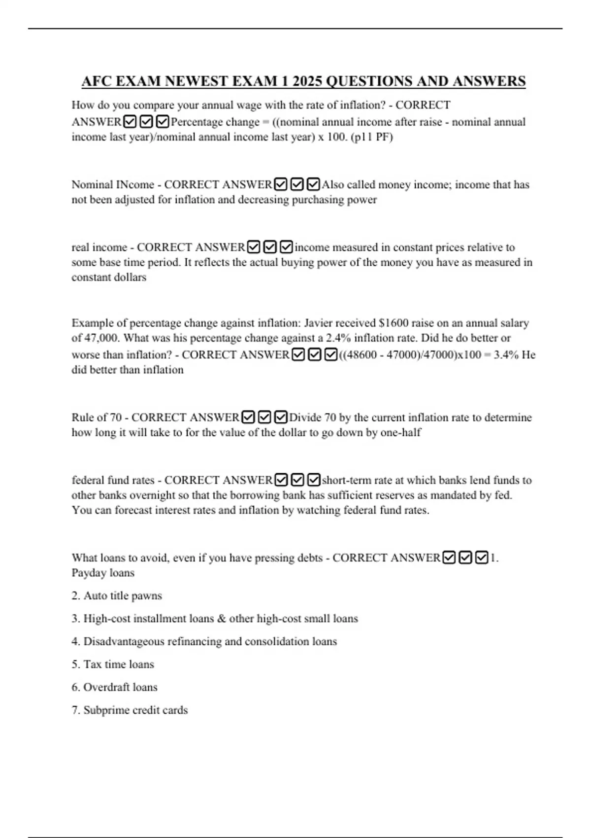 AFC EXAM NEWEST EXAM 1 2025 QUESTIONS AND ANSWERS.pdf - AFC - Stuvia US