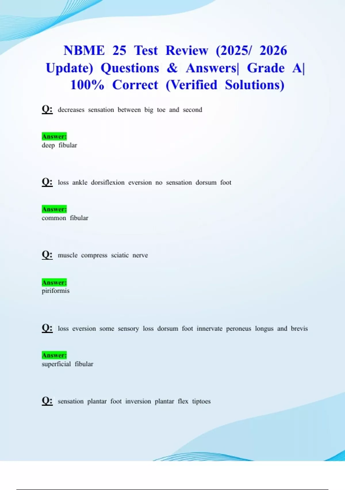 NBME 25 Test Review (2025/ 2026 Update) Questions & Answers| Grade A ...