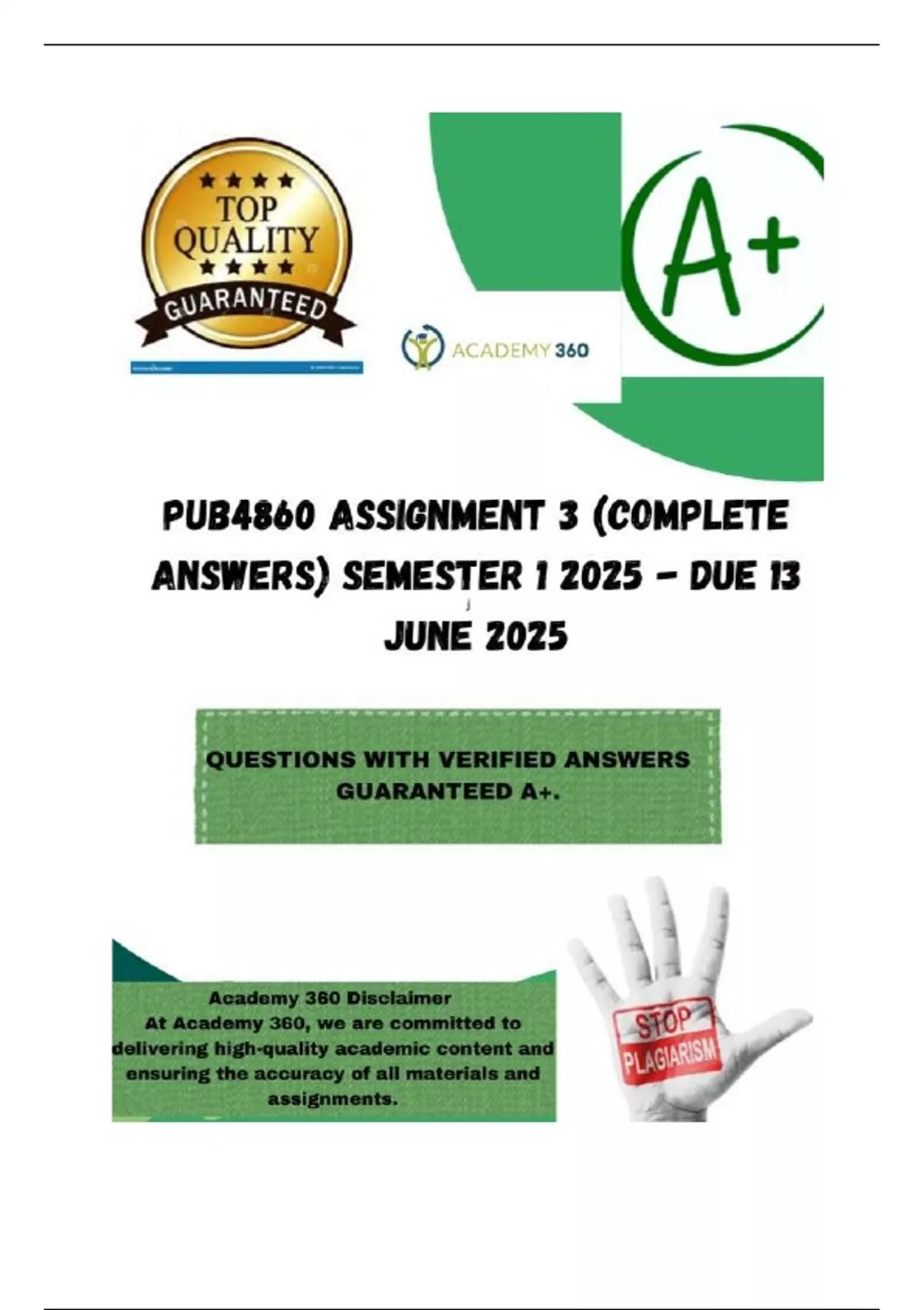 PUB4860 Assignment 3 (COMPLETE ANSWERS) Semester 1 2025 - DUE 13 June ...