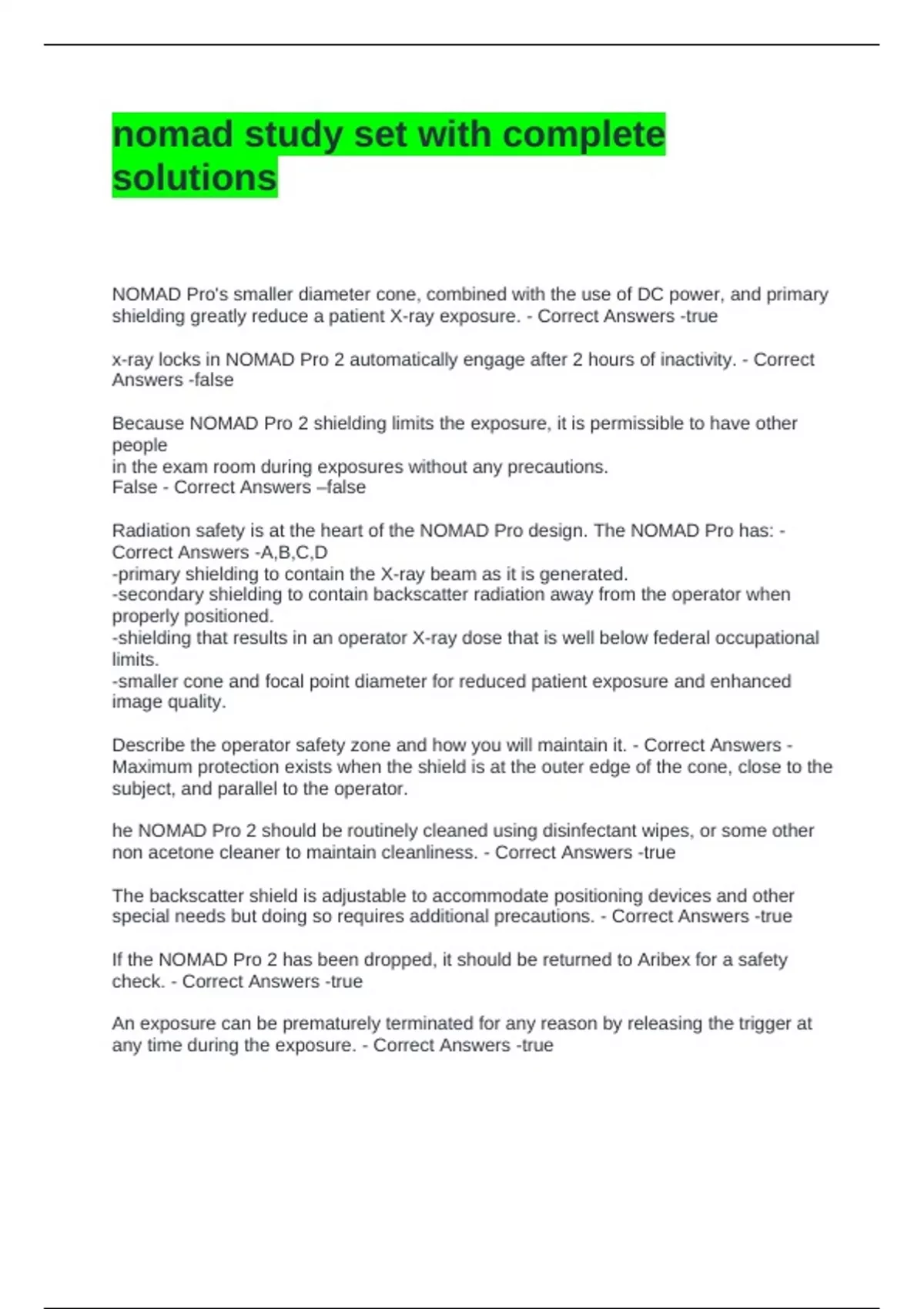 nomad study set with complete solutions - NOMAD - Stuvia US