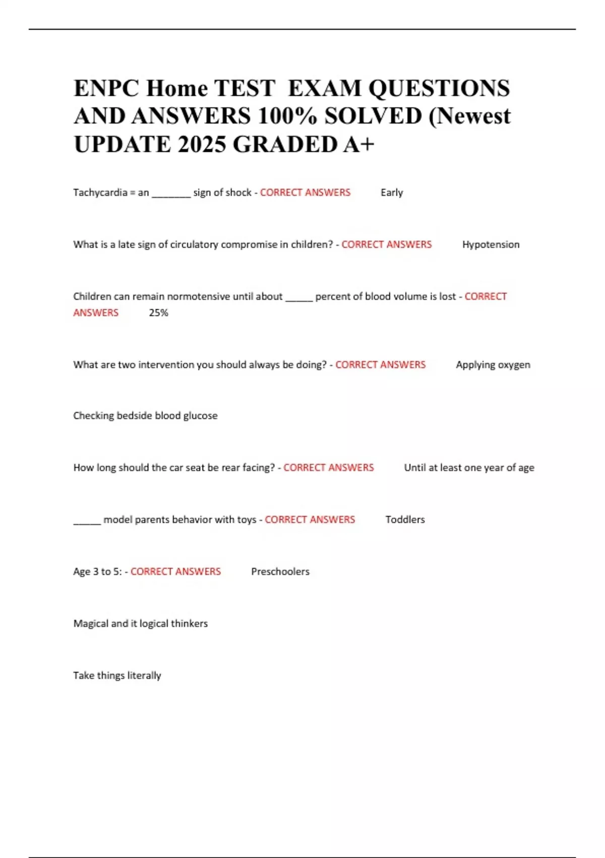 ENPC Home TEST EXAM QUESTIONS AND ANSWERS 100% SOLVED (Newest UPDATE ...