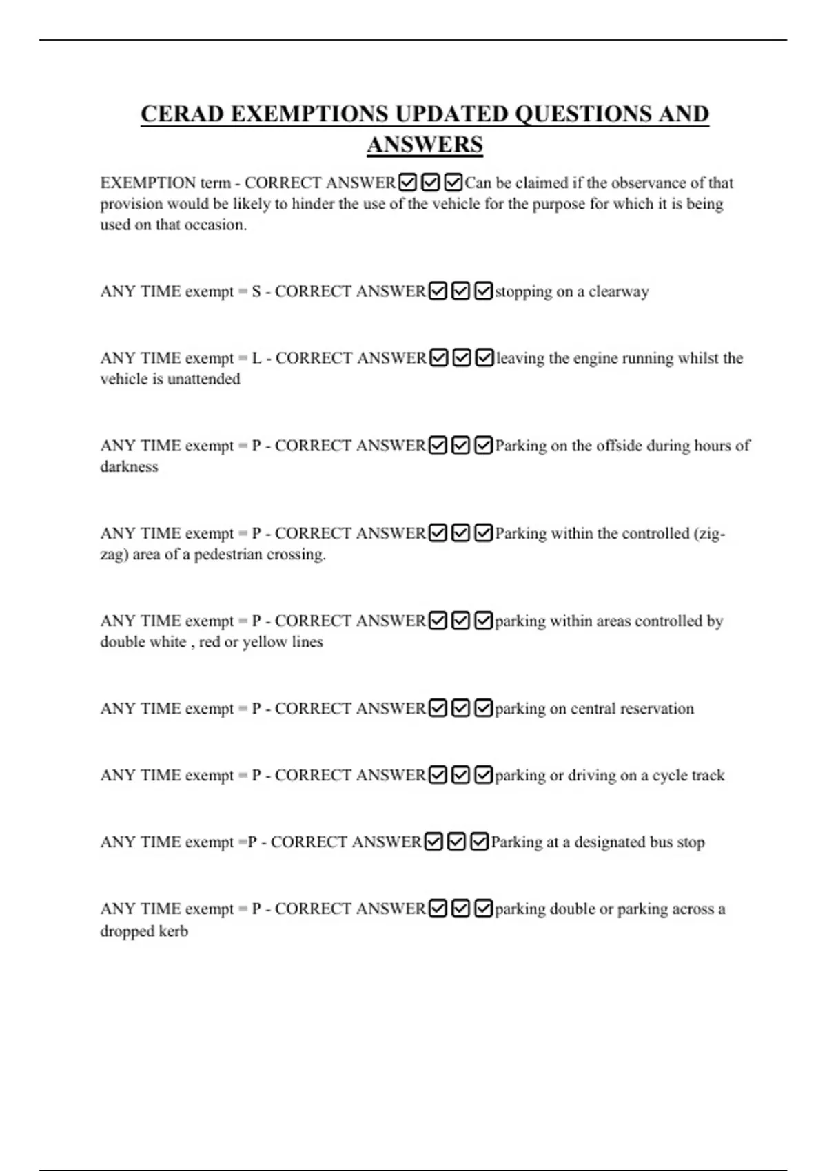 CERAD EXEMPTIONS UPDATED QUESTIONS AND ANSWERS - CERAD - Stuvia US
