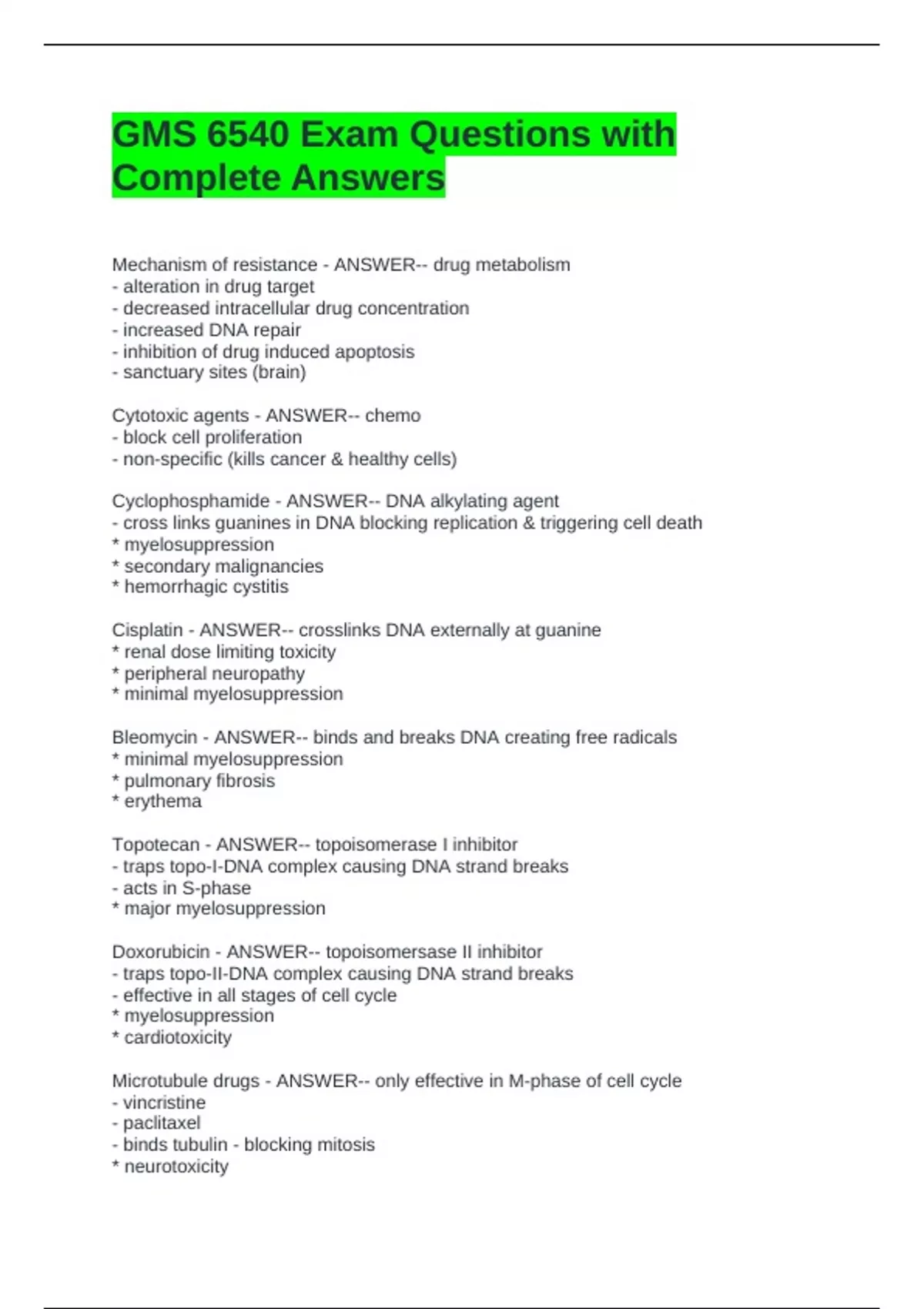 GMS 6540 Exam Questions with Complete Answers - GMS 6440 - Stuvia US