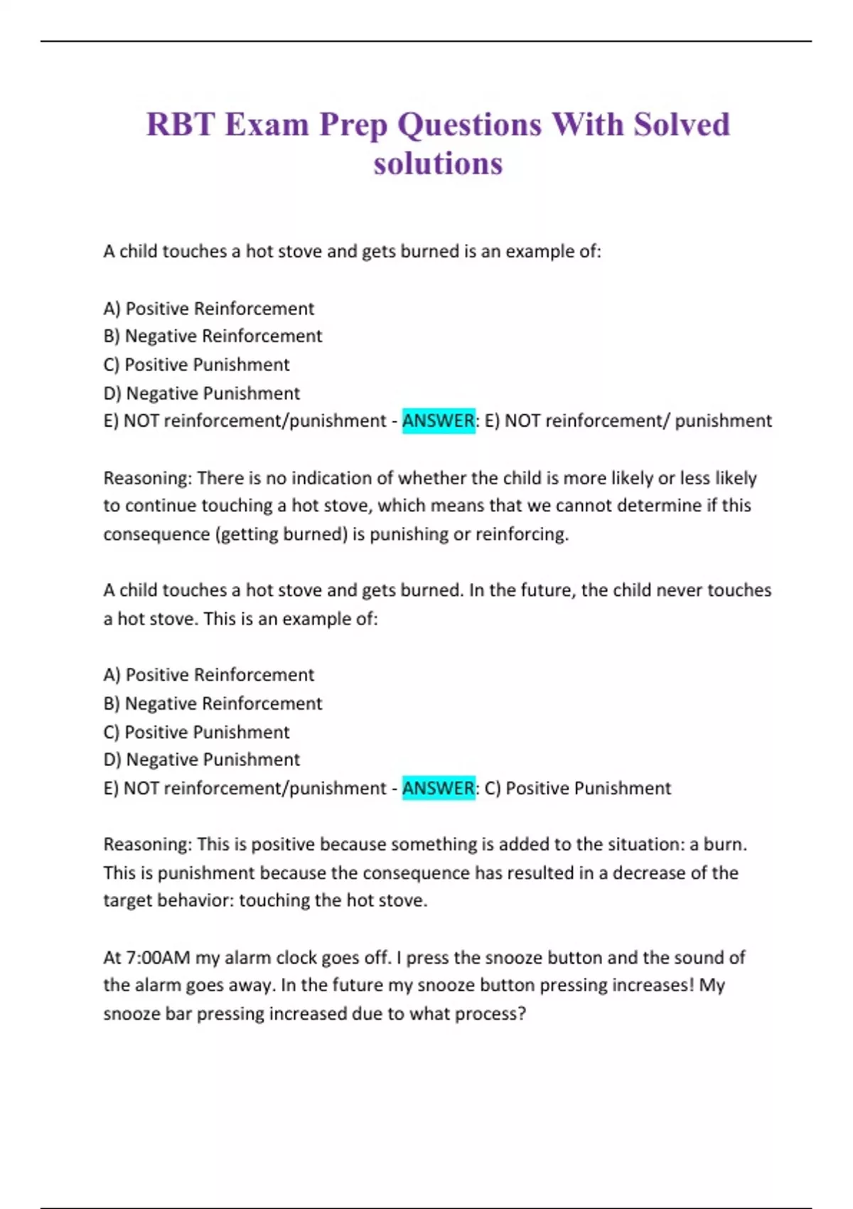 RBT Exam Prep Questions With Solved solutions. - CNA - Certified ...