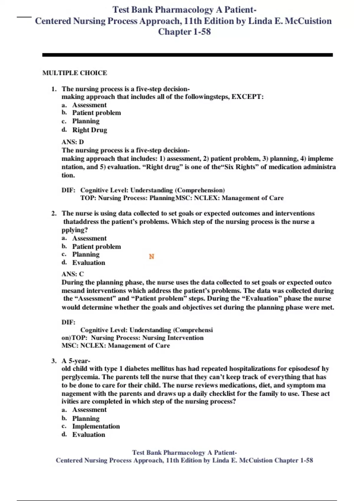Test Bank For Pharmacology and the Nursing Process 10th Edition By ...