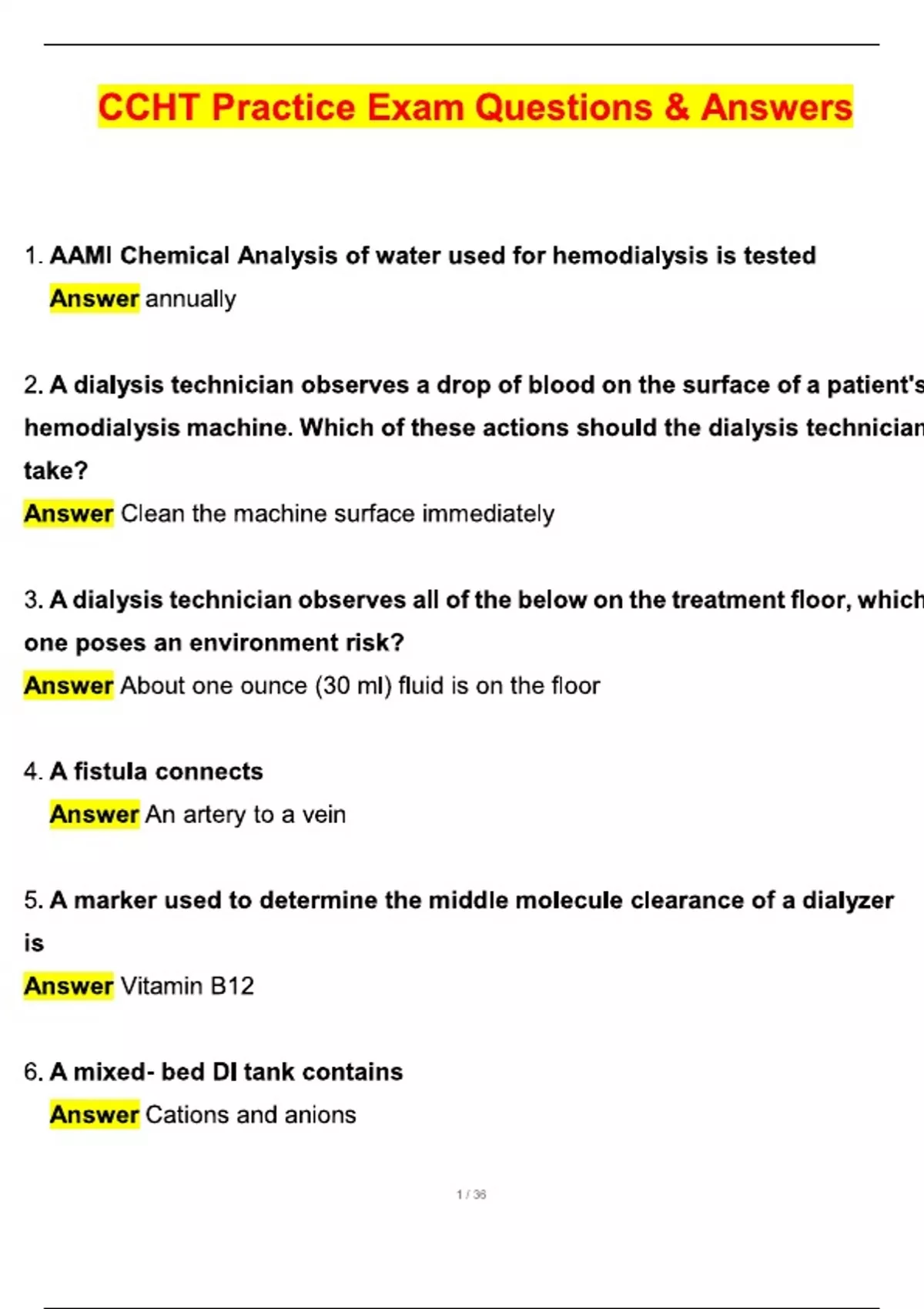 CCHT Practice Exam (Latest 2025 / 2026 Update) Questions with Verified ...