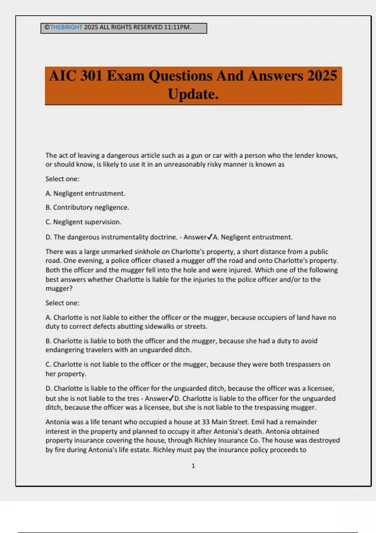 AIC 301 Exam Questions And Answers 2025 Update. - AIC 301 - Stuvia US