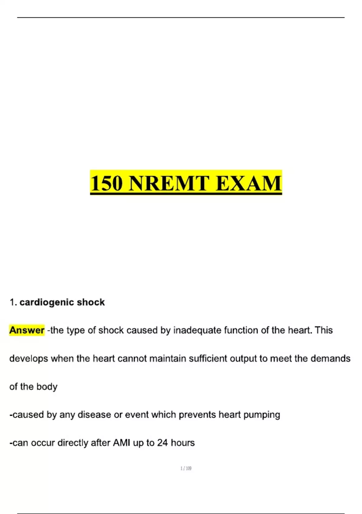 150 NREMT Exam 2024 Questions and Answers Latest (2024 / 2025 ...