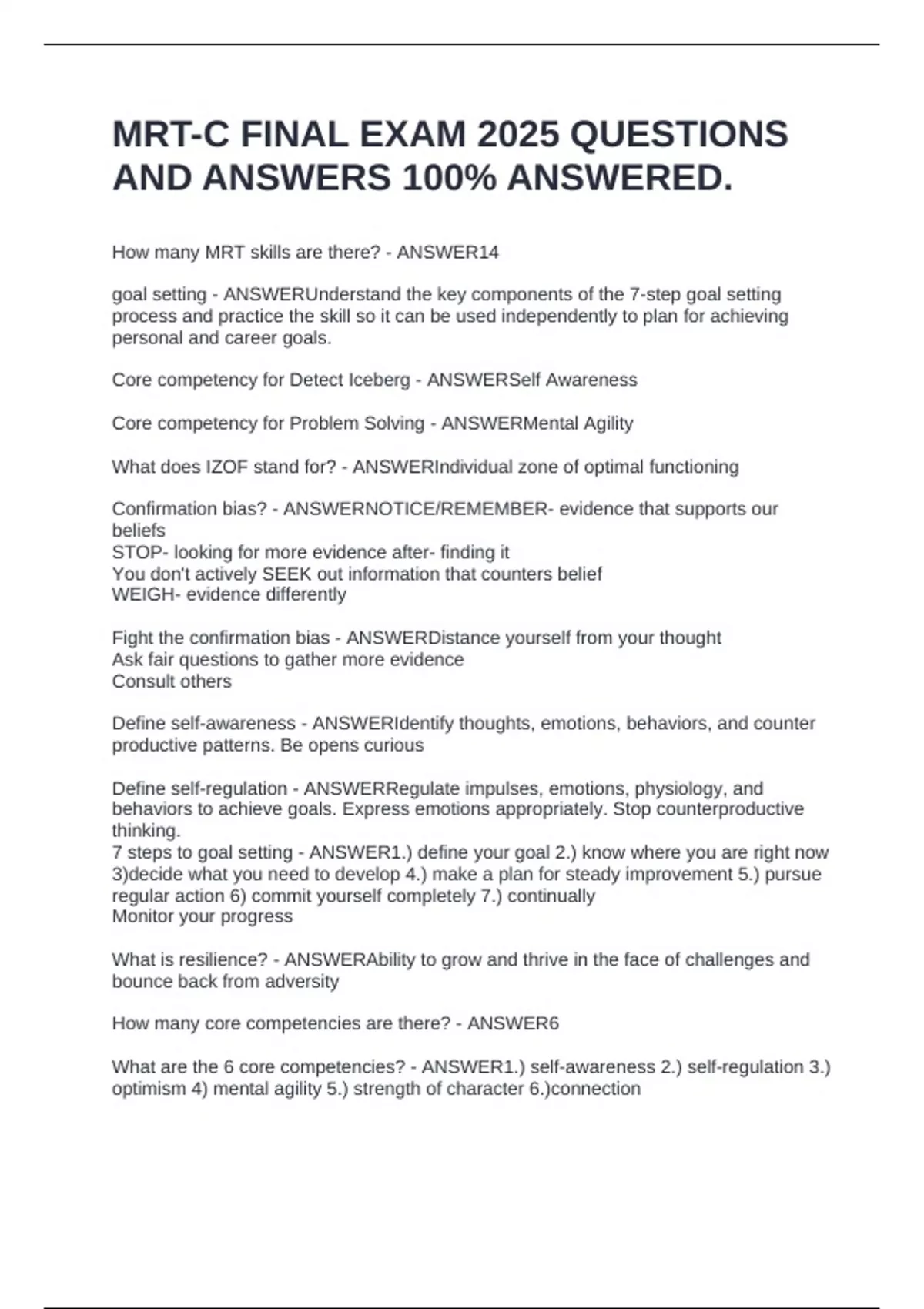 MRT-C FINAL EXAM 2025 QUESTIONS AND ANSWERS 100% ANSWERED. - MRT-C ...