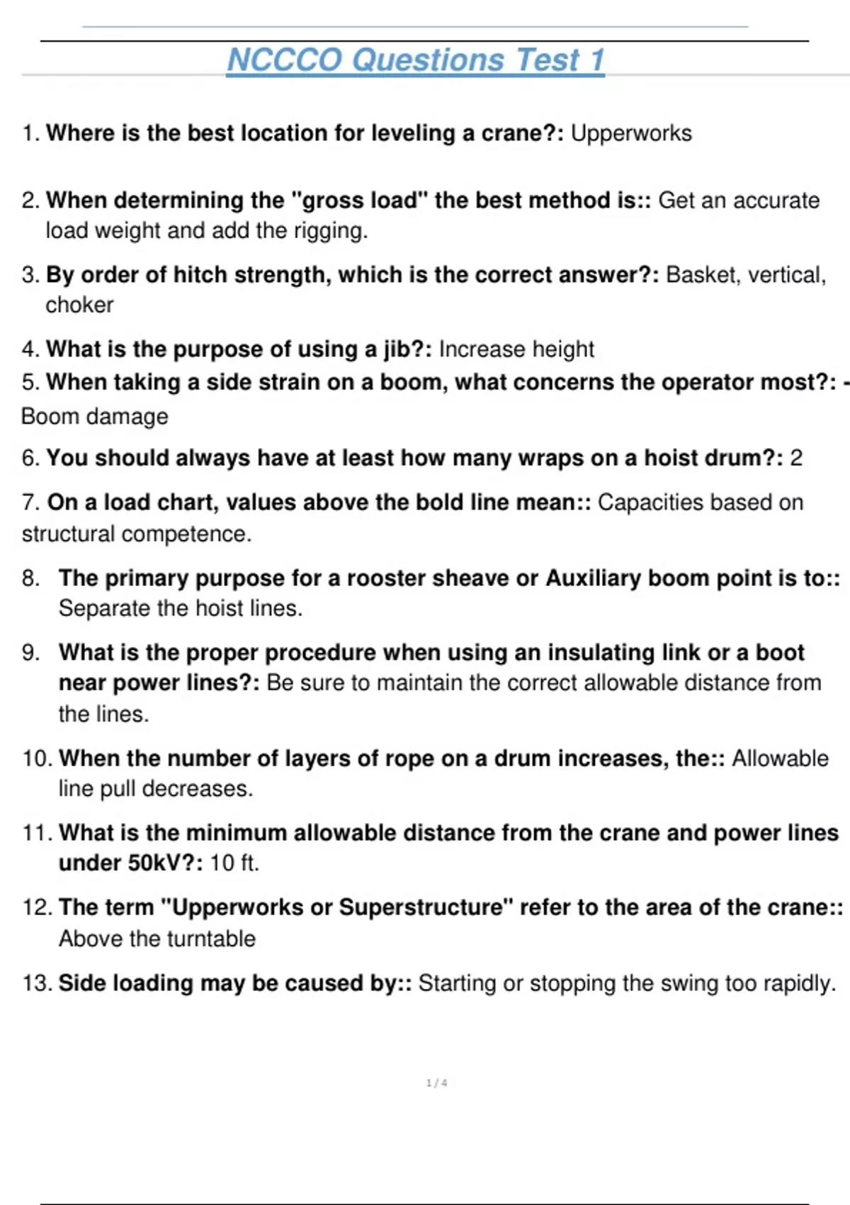 NCCCO Questions Test 1. exam verified questions and answers 2025 ...