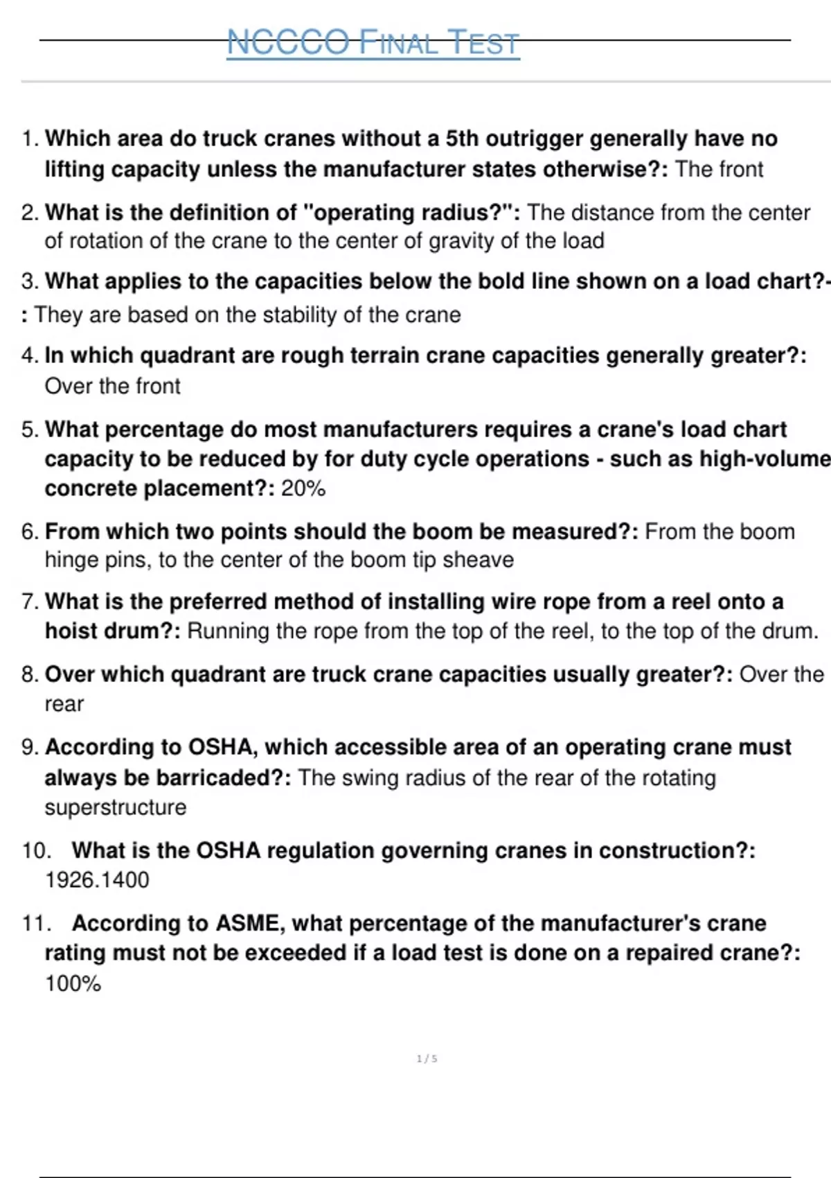NCCCO Final Test exam verified questions and answers 2025 guaranteed ...