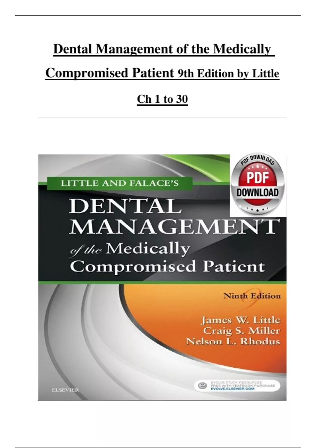 Test Bank For Dental Management of the Medically Compromised Patient ...