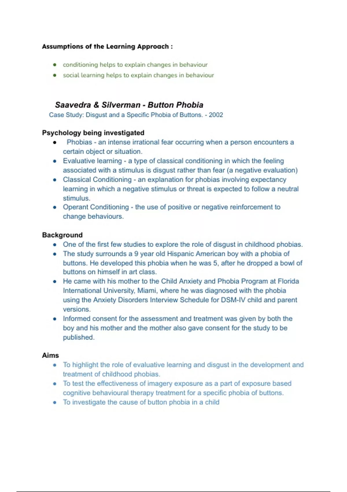 Summary AS-Level Psychology Learning Approach Notes - Psychology ...