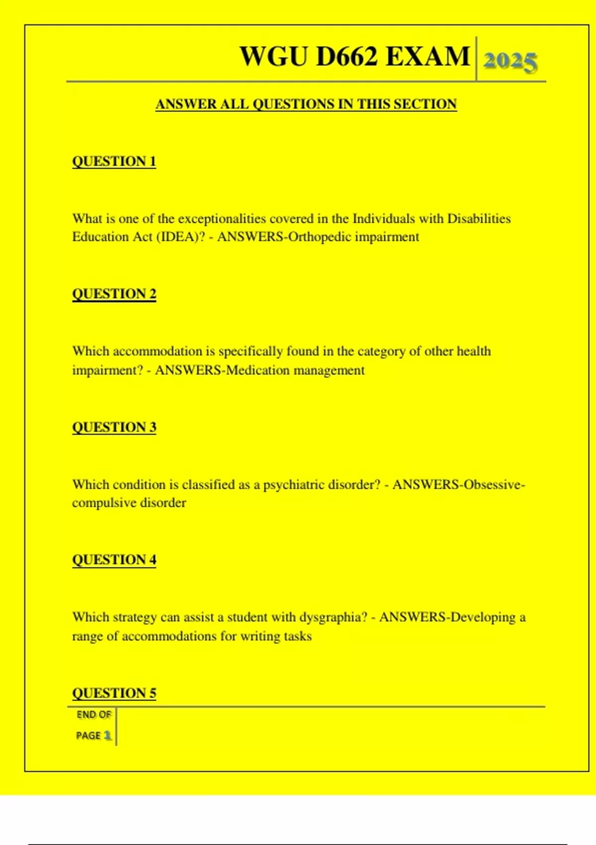 WGU D662 EXAM QUESTIONS AND ANSWERS 2025 - WGU D662 - Stuvia US
