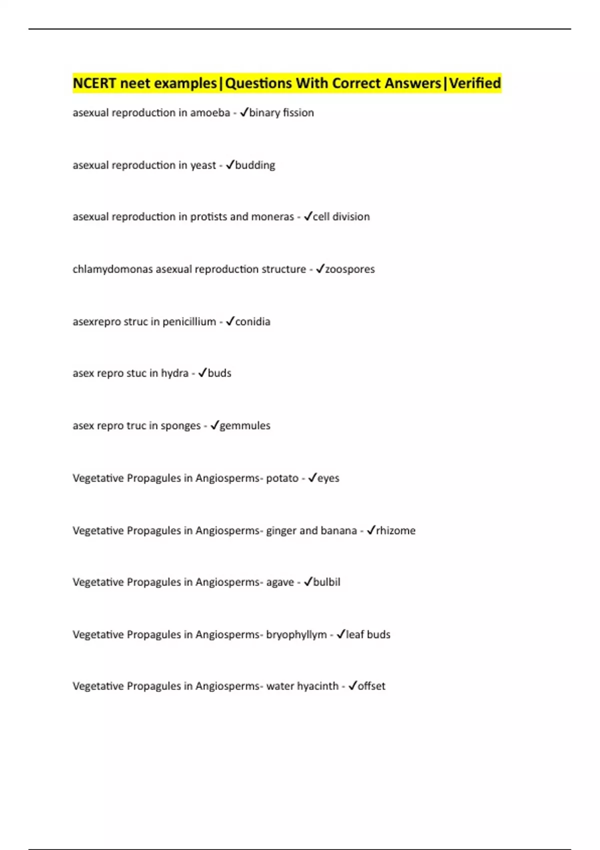 NCERT neet examples|Questions With Correct Answers|Verified - NCERT ...