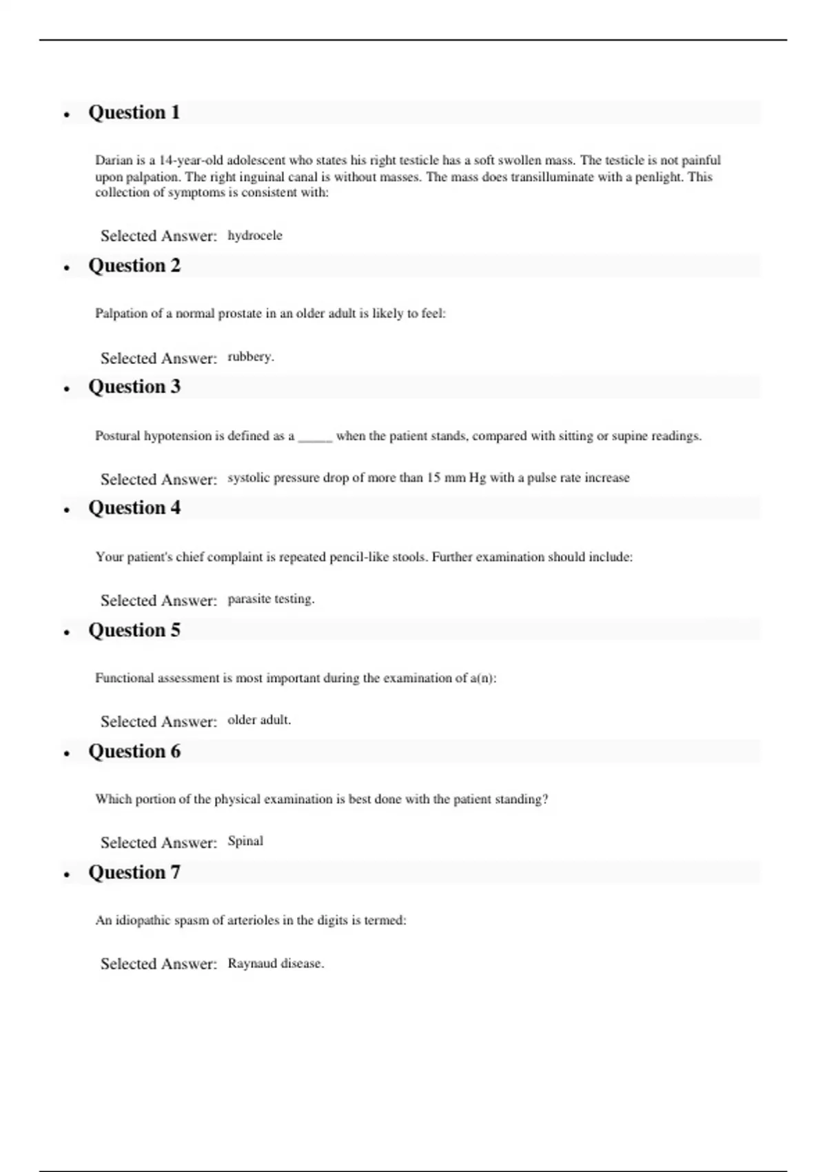 FINAL EXAM Advanced Health Assessment and Diagnostic Reasoning updated ...